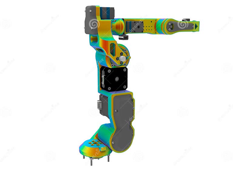3D Rendering - Structural Analysis of a Robotic Arm Stock Illustration ...