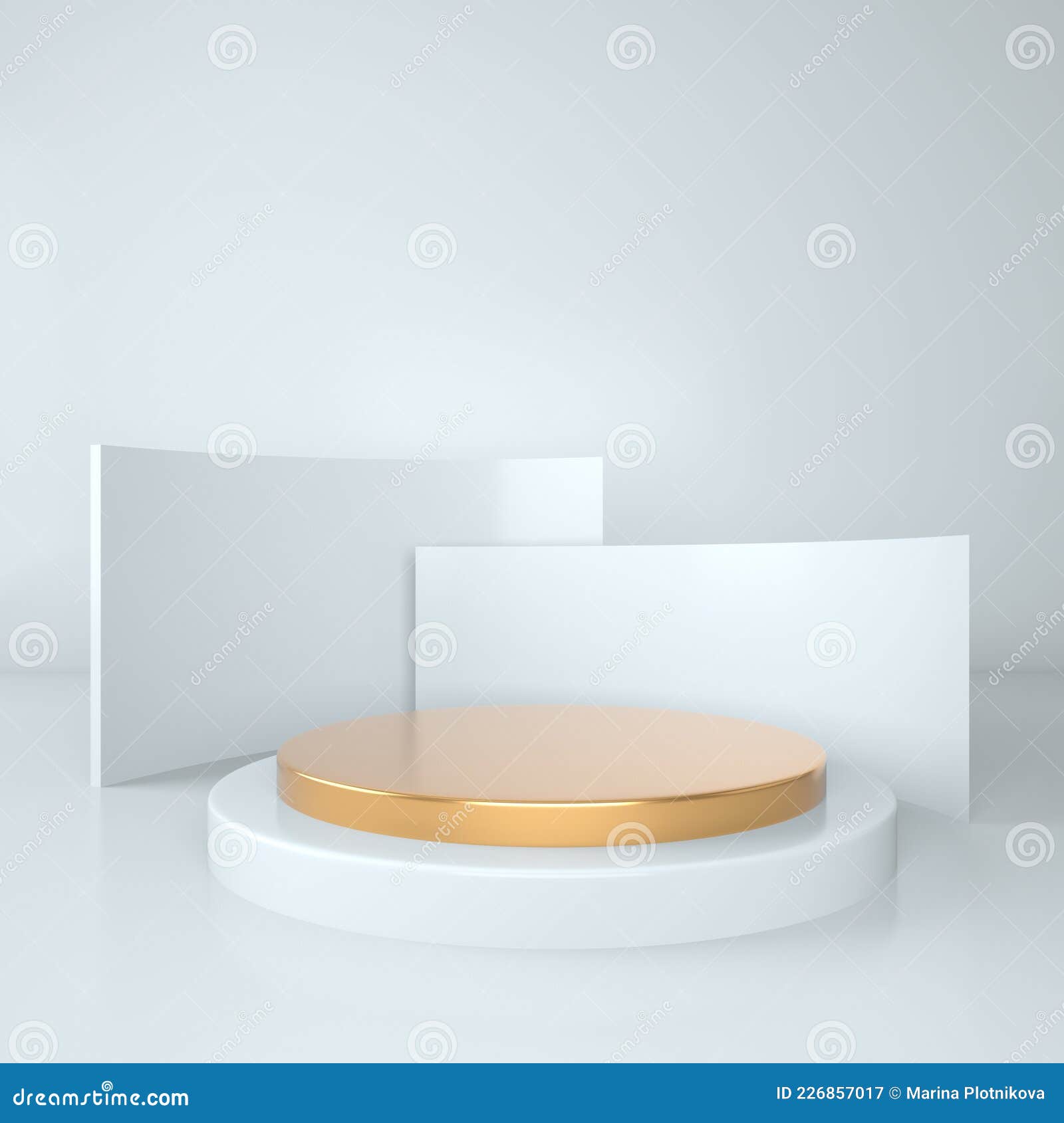 3d Rendering Studio with Geometric Shapes, Podium on the Floor ...