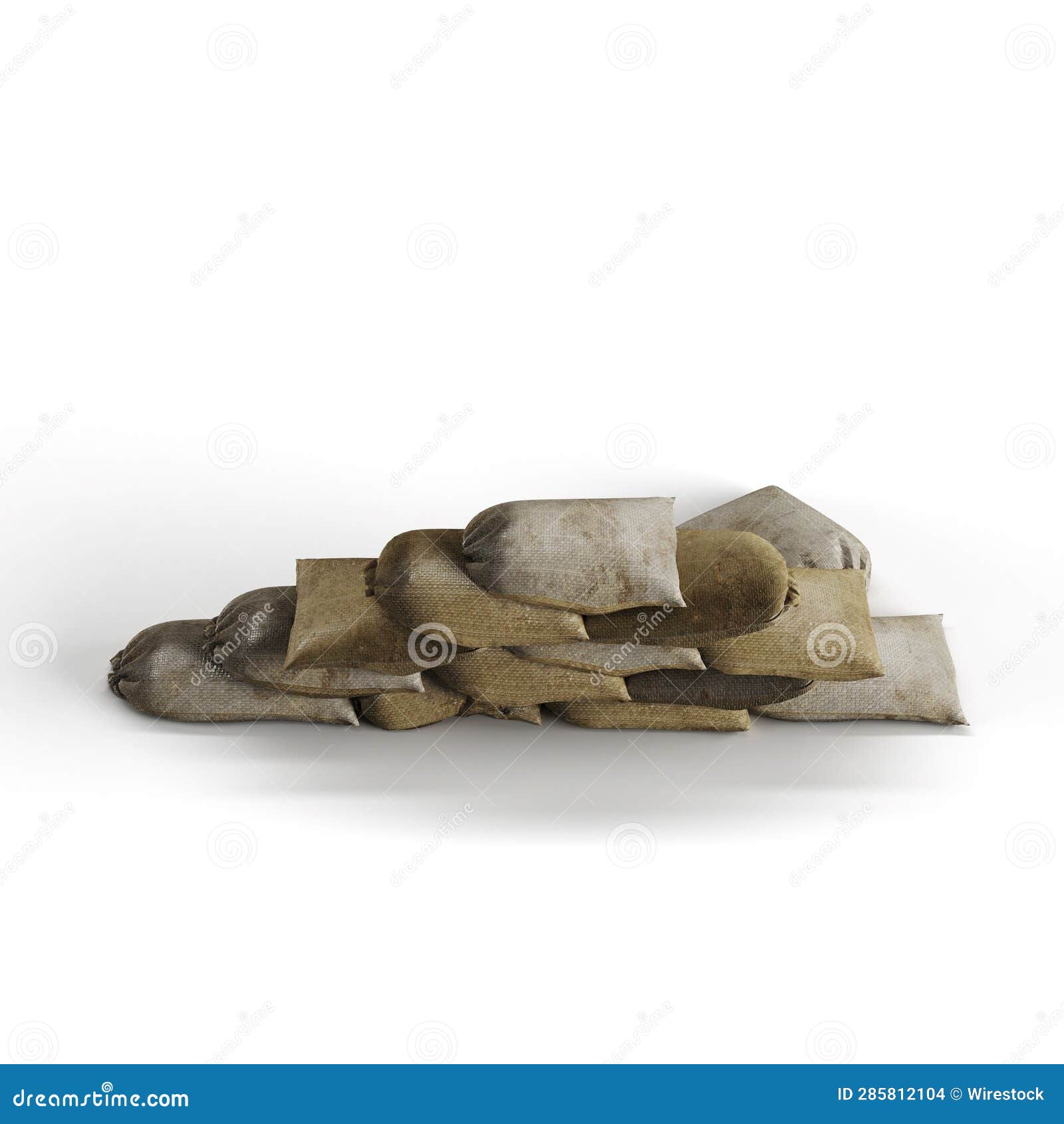 3D Rendering of Stuffed and Stacked Sacks Isolated on a White ...