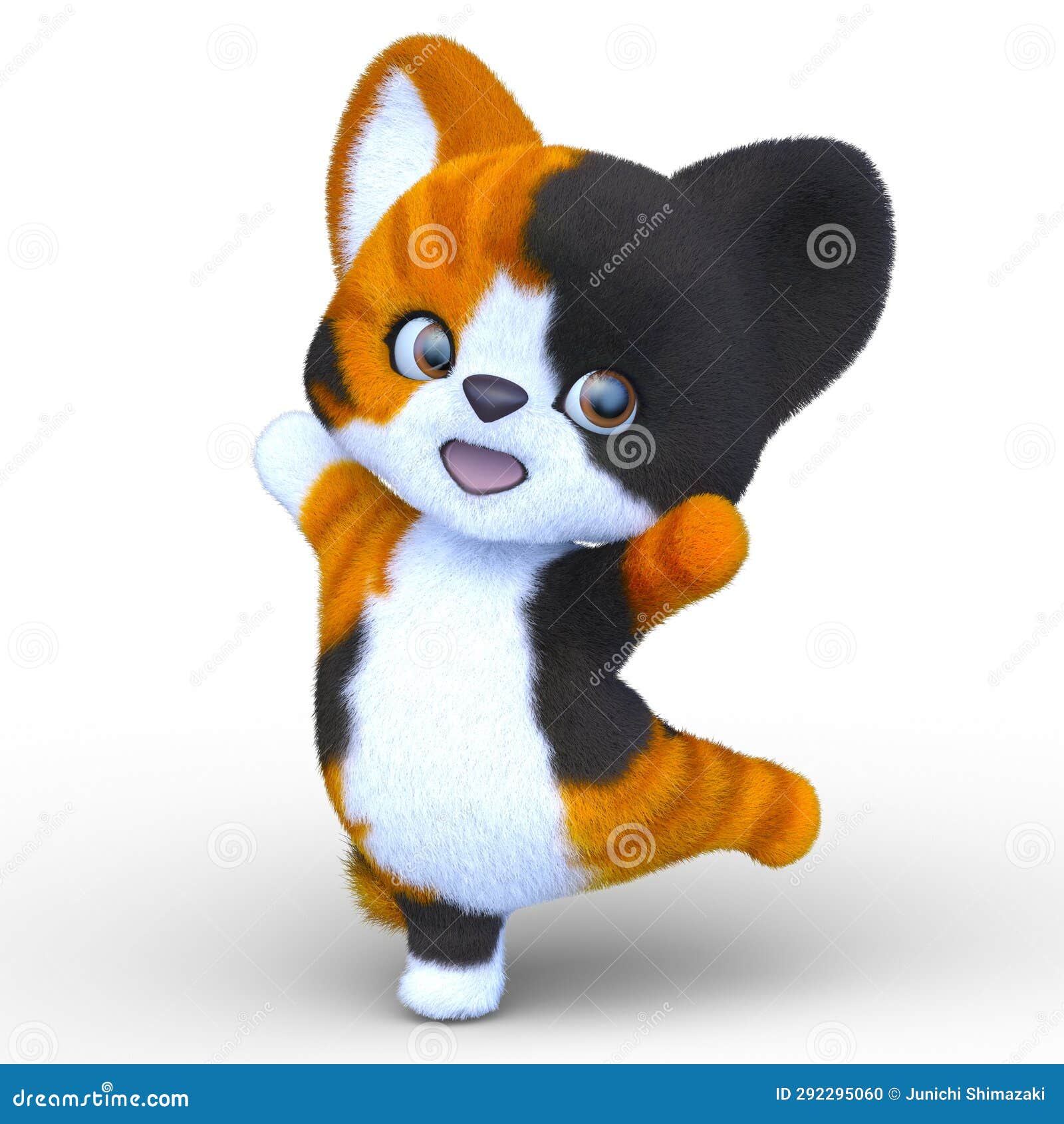 3D Rendering of a Stuffed Tortoiseshell Cat Stock Illustration ...