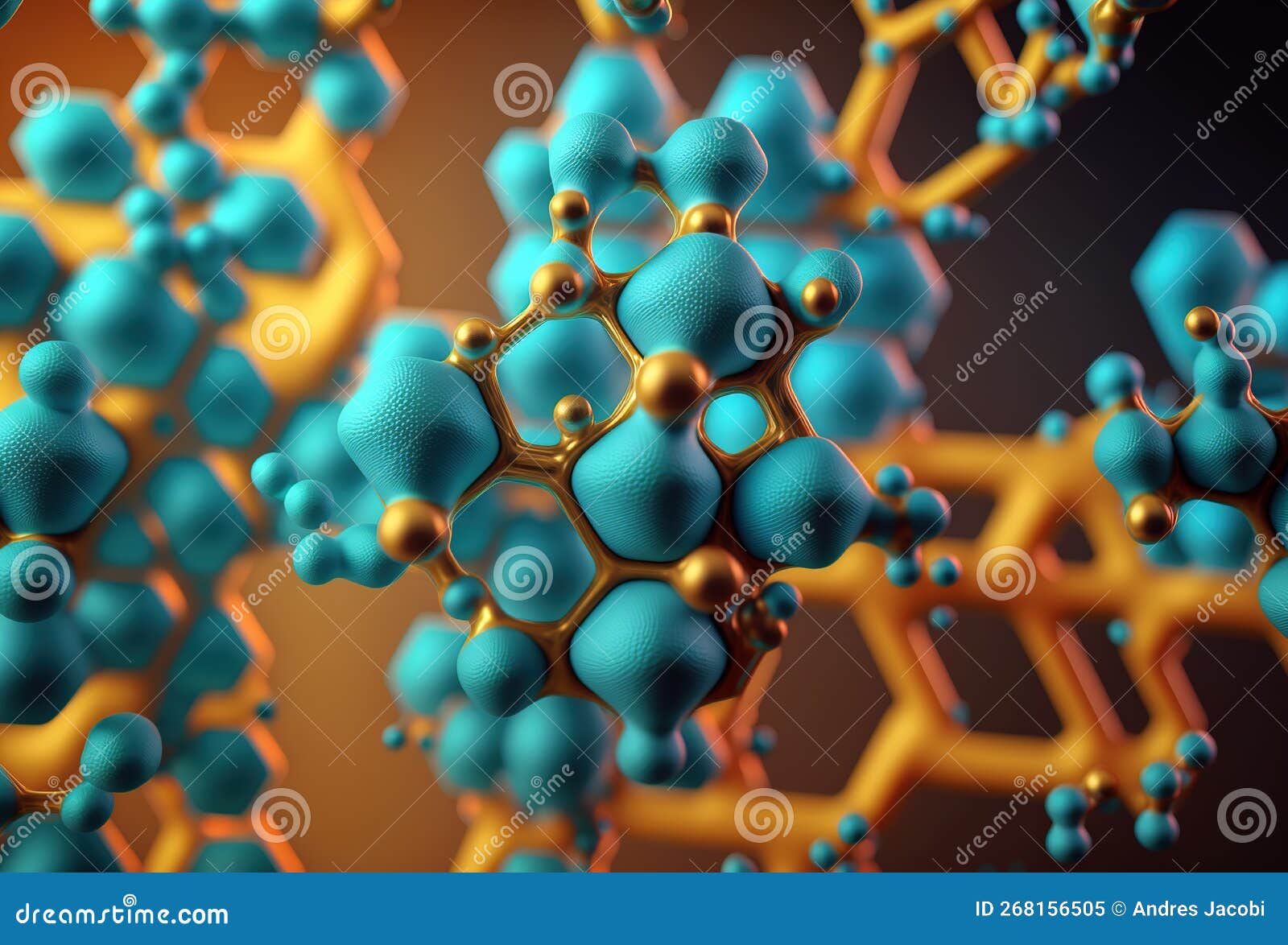 3D Rendering Style of Nitrogen Molecules. Colorful Textured Background ...