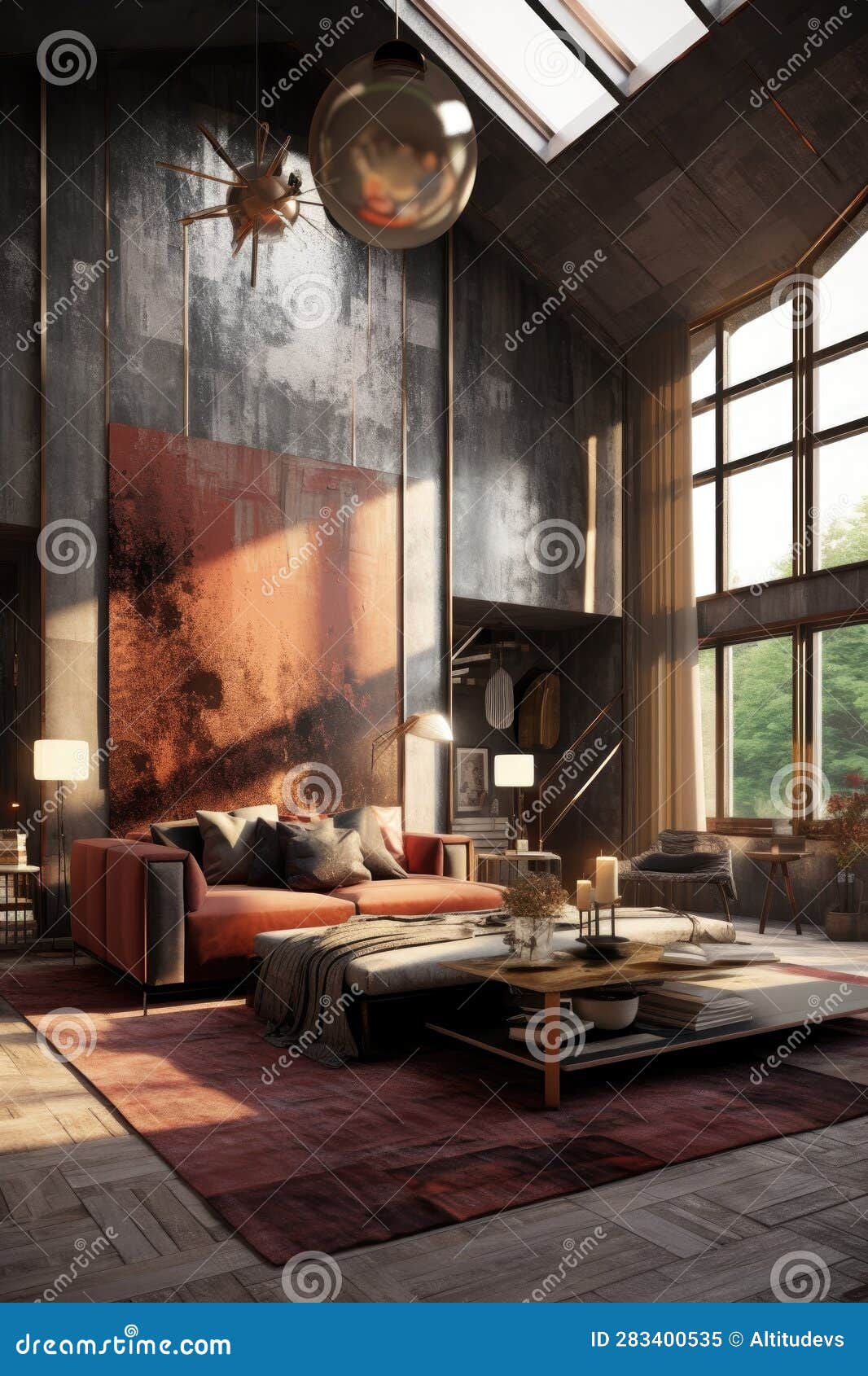 3d Rendering of a Stylish Interior Design Concept Stock Illustration ...