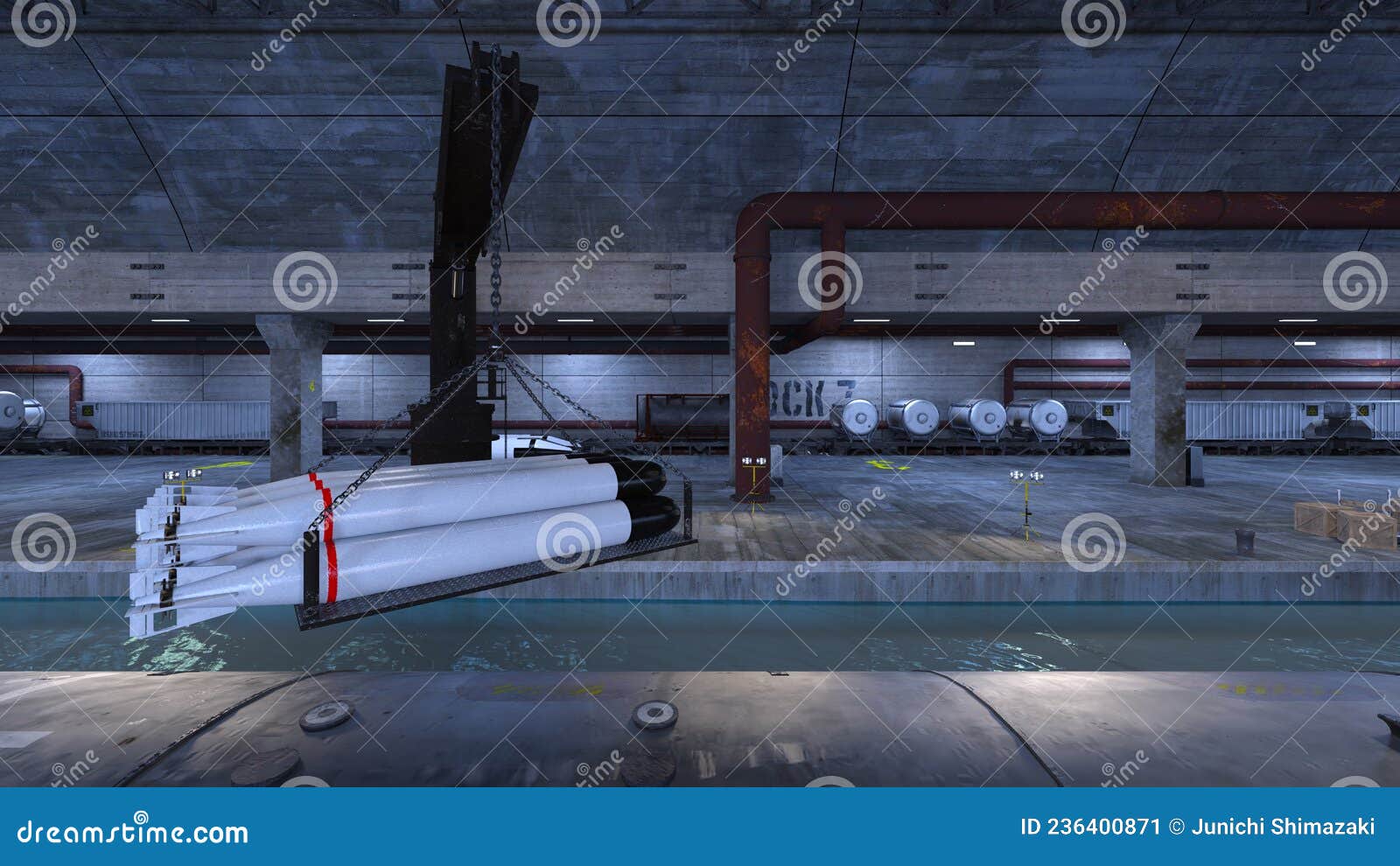 3D Rendering of the Submarine Dock Stock Illustration - Illustration of ...