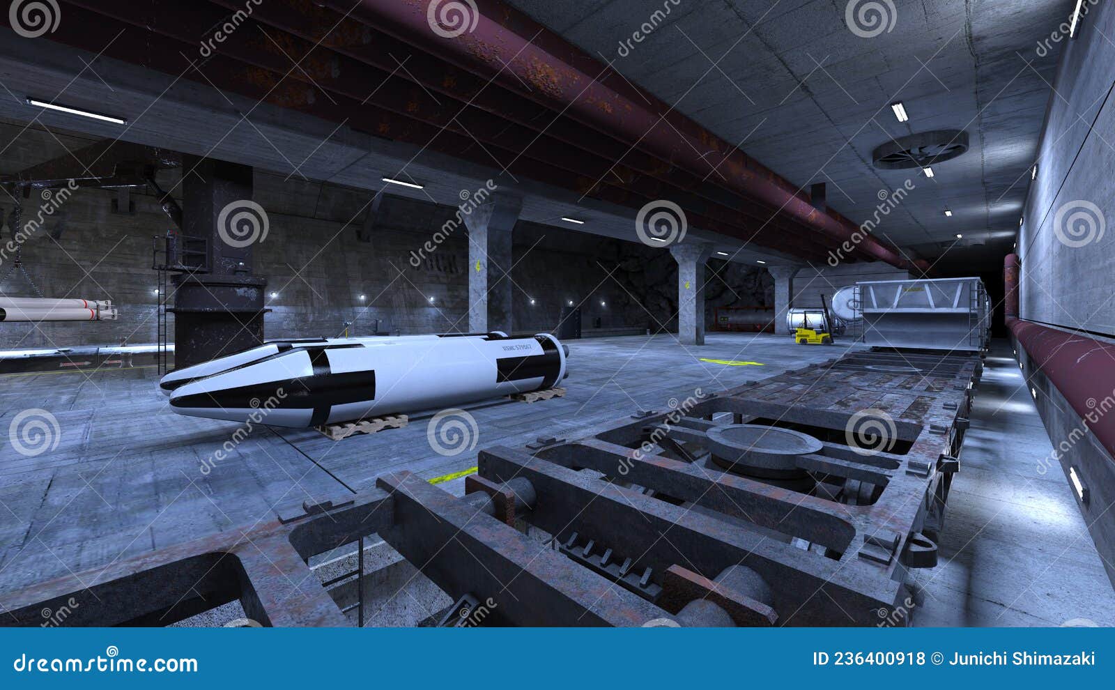 3D Rendering of the Submarine Dock Stock Illustration - Illustration of ...