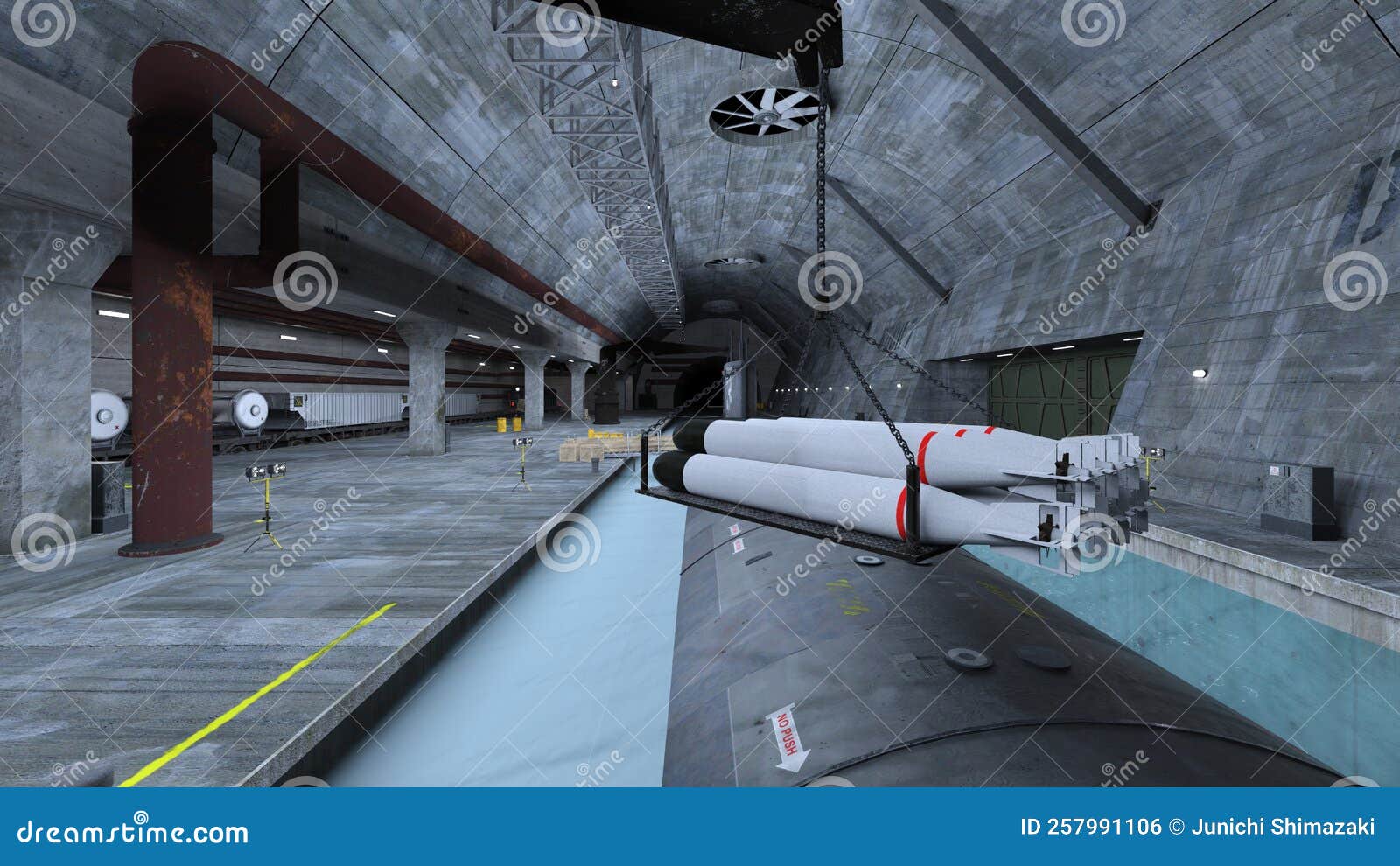 3D Rendering of the Submarine Dock Stock Illustration - Illustration of ...
