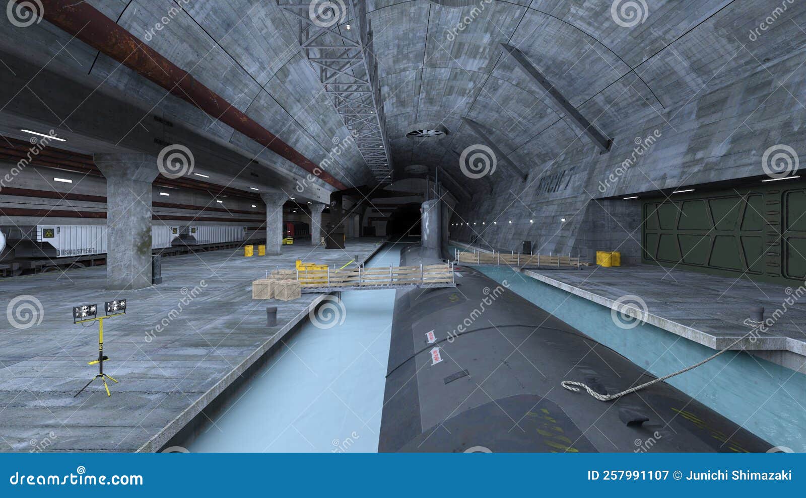 3D Rendering of the Submarine Dock Stock Illustration - Illustration of ...