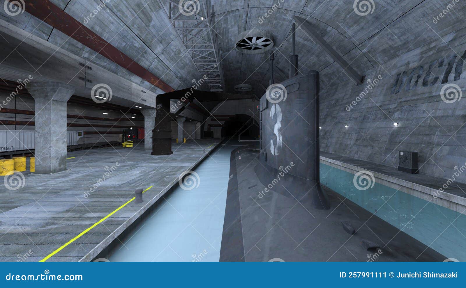 3D Rendering of the Submarine Dock Stock Illustration - Illustration of ...