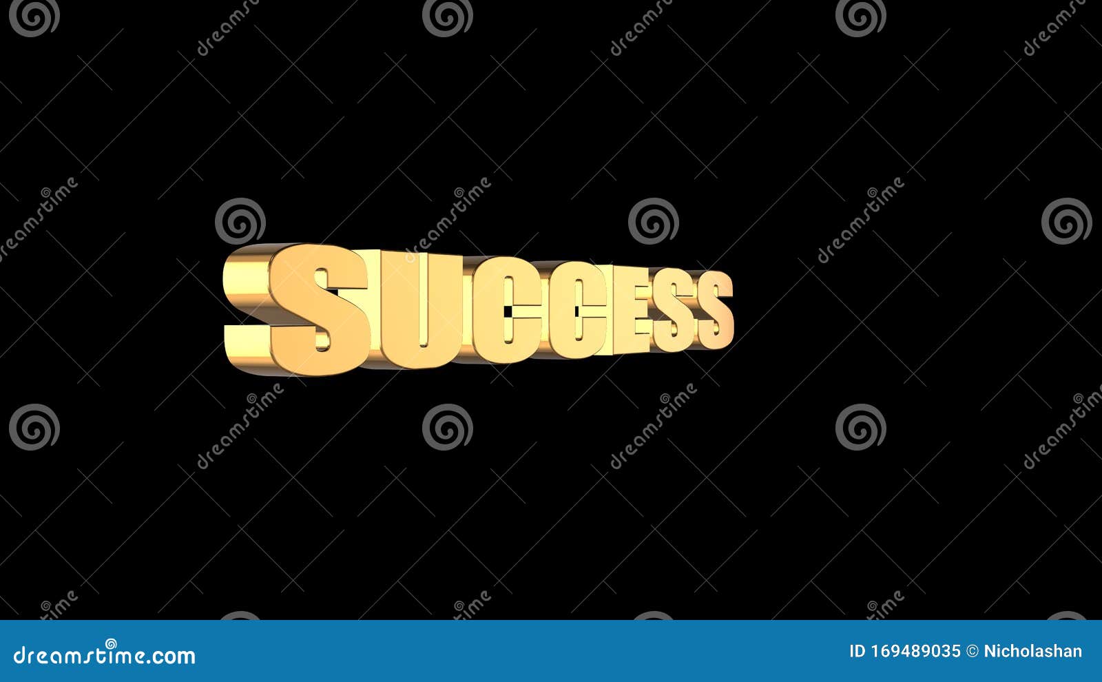 3d Rendering of SUCCESS Wording with Black Background Stock ...