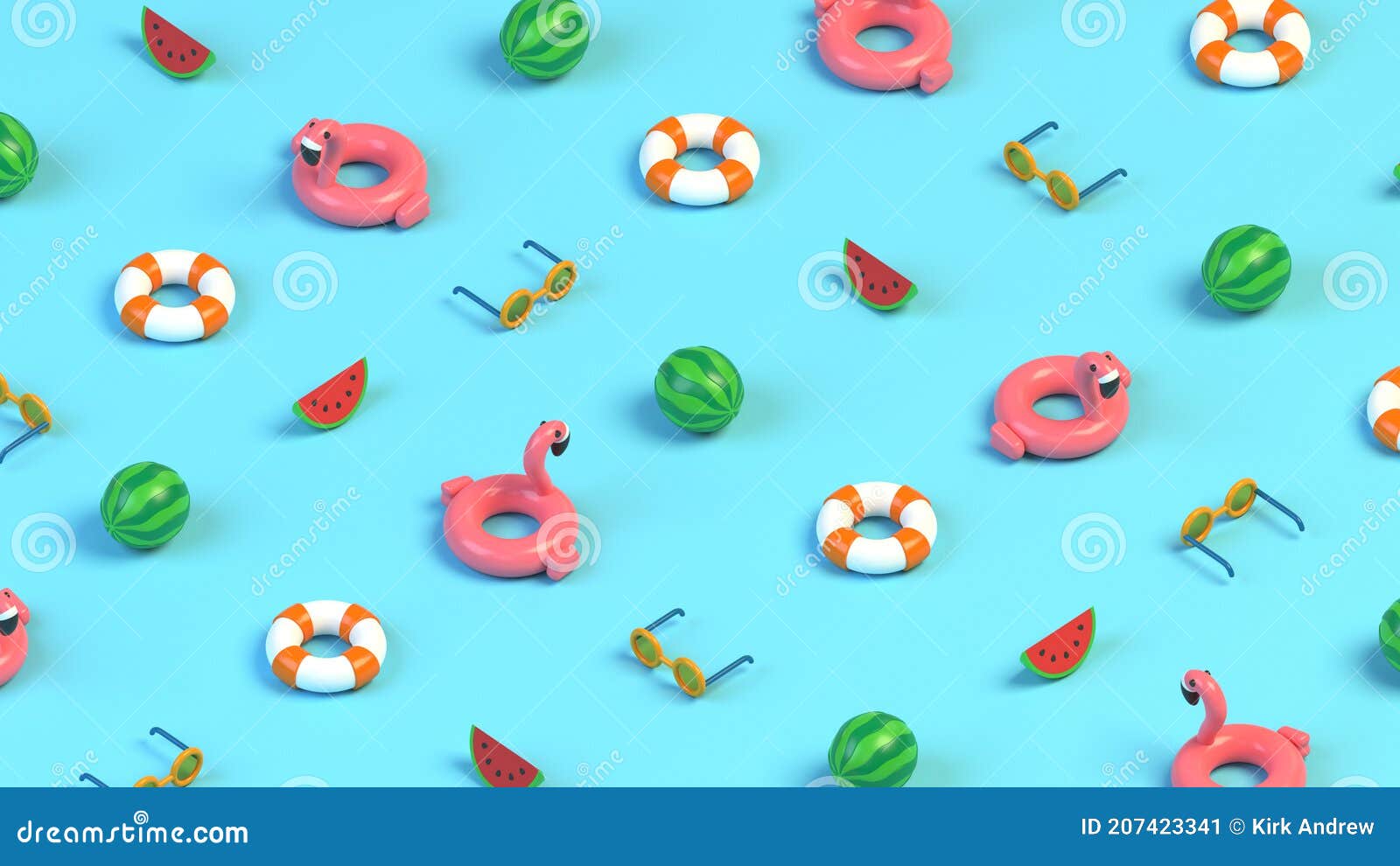 3d Rendering Summer Pattern Background Stock Illustration ...