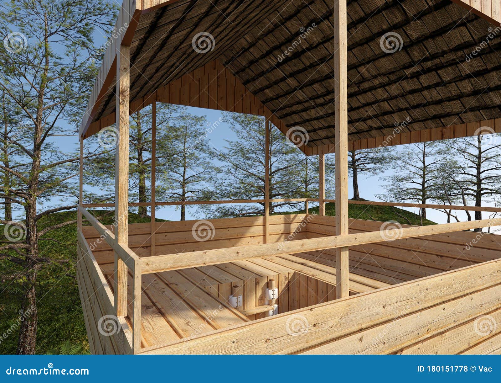 3D Rendering Summer Tree House Stock Illustration - Illustration of ...