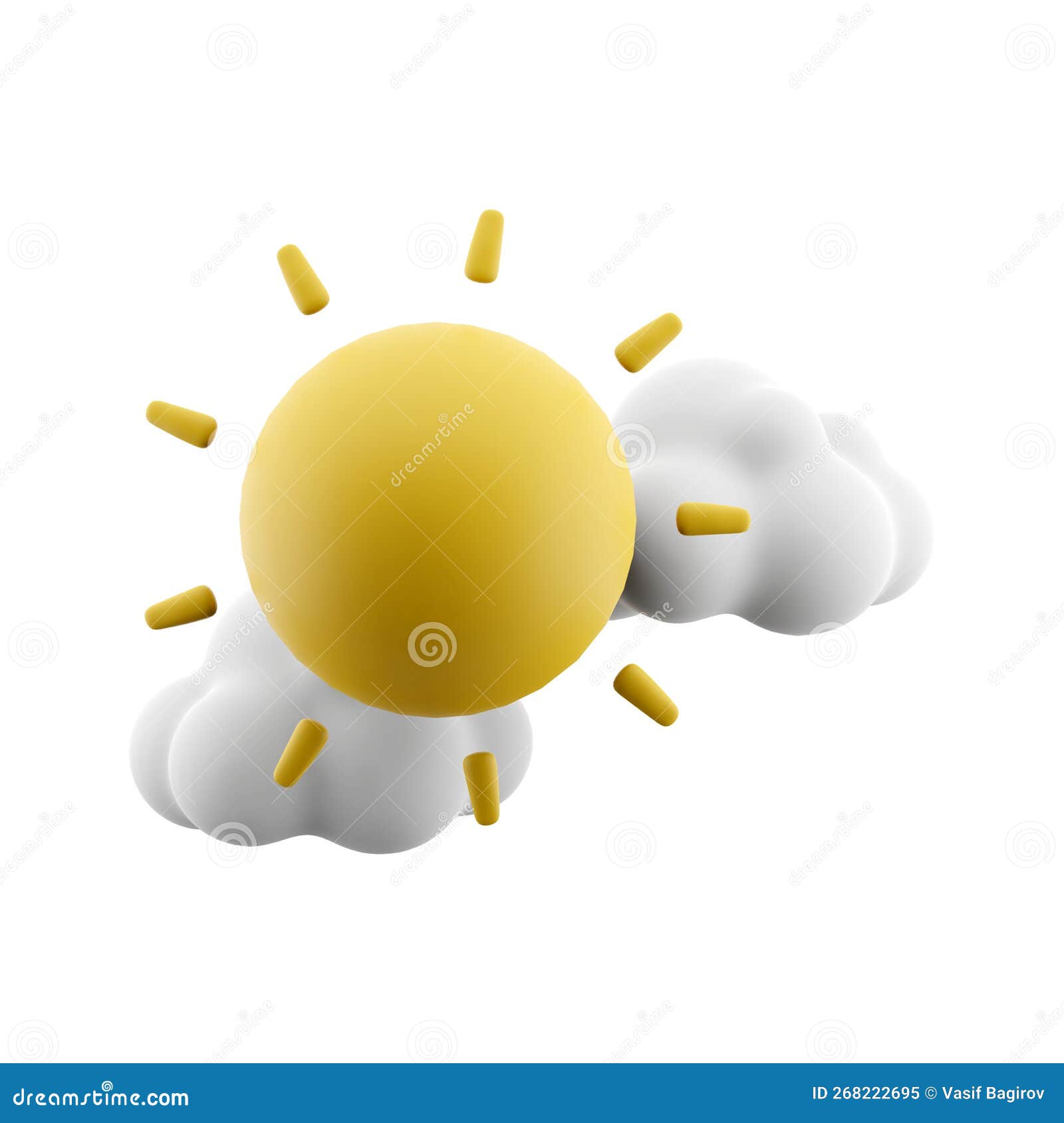 3d Rendering Sun Covered by Clouds Icon. 3d Render Cloudy Weather with Sun Icon Stock ...