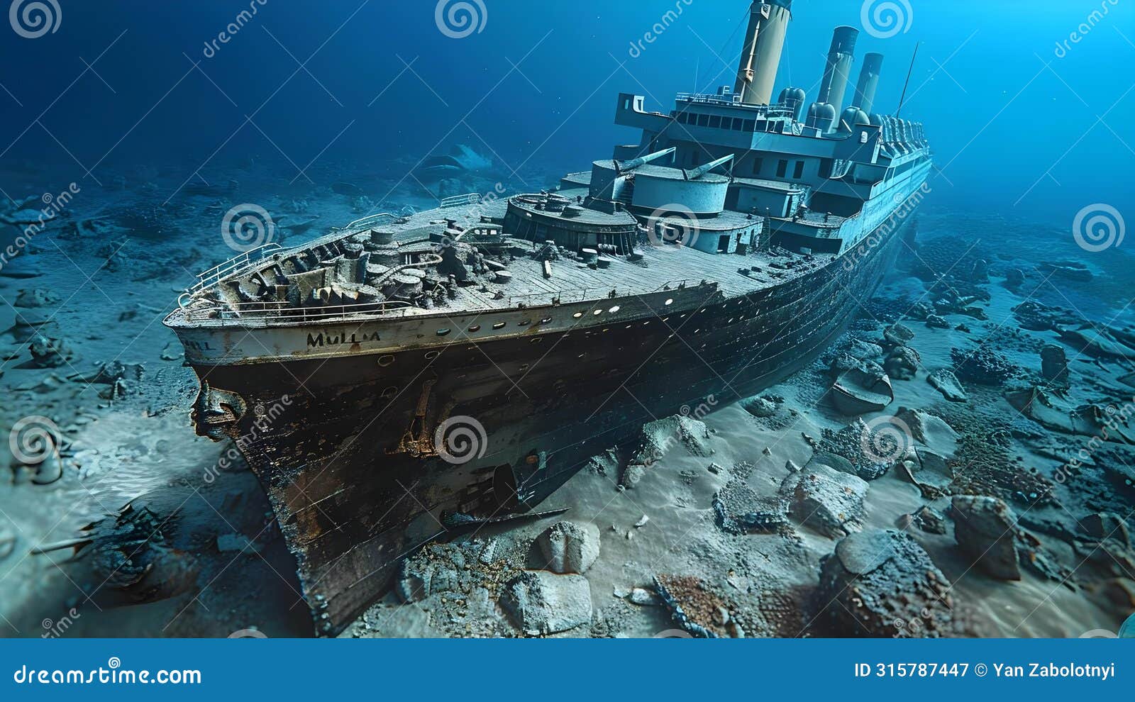 3D Rendering Of Sunken Titanic Shipwreck On Ocean Floor Showcases ...