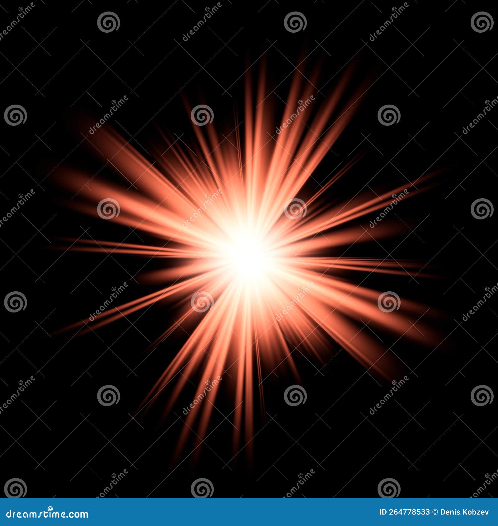 3d Rendering. Sunlight Glare Light Effect on Black Background Stock ...