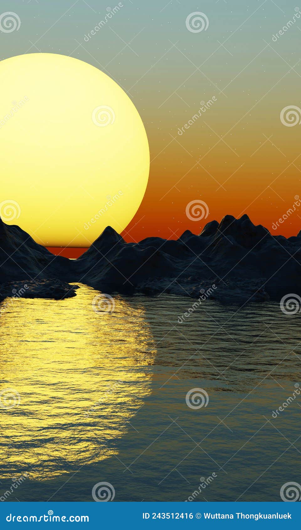 3d Rendering Sunrise and Sunset, Starlight Stock Illustration ...