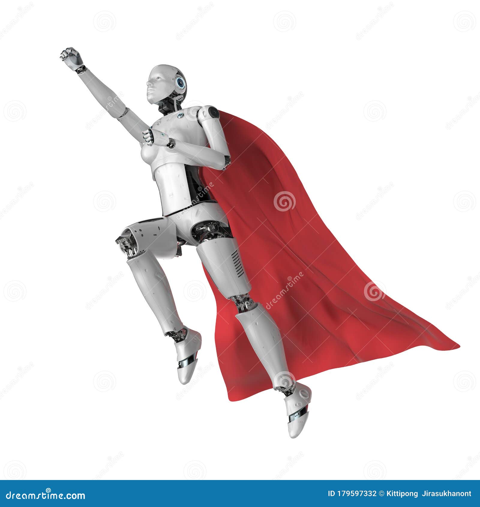 Heroine Cyborg With Red Cloak Royalty-Free Stock Photography ...