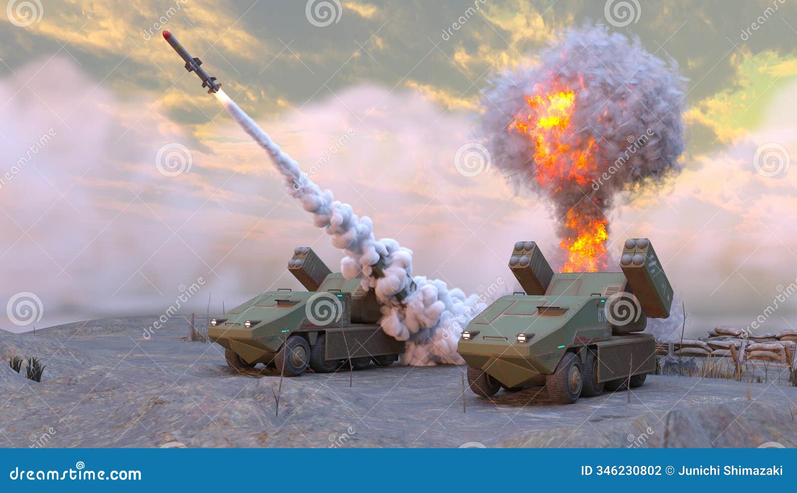 3D Rendering of the Surface To Air Guided Missile Stock Illustration ...