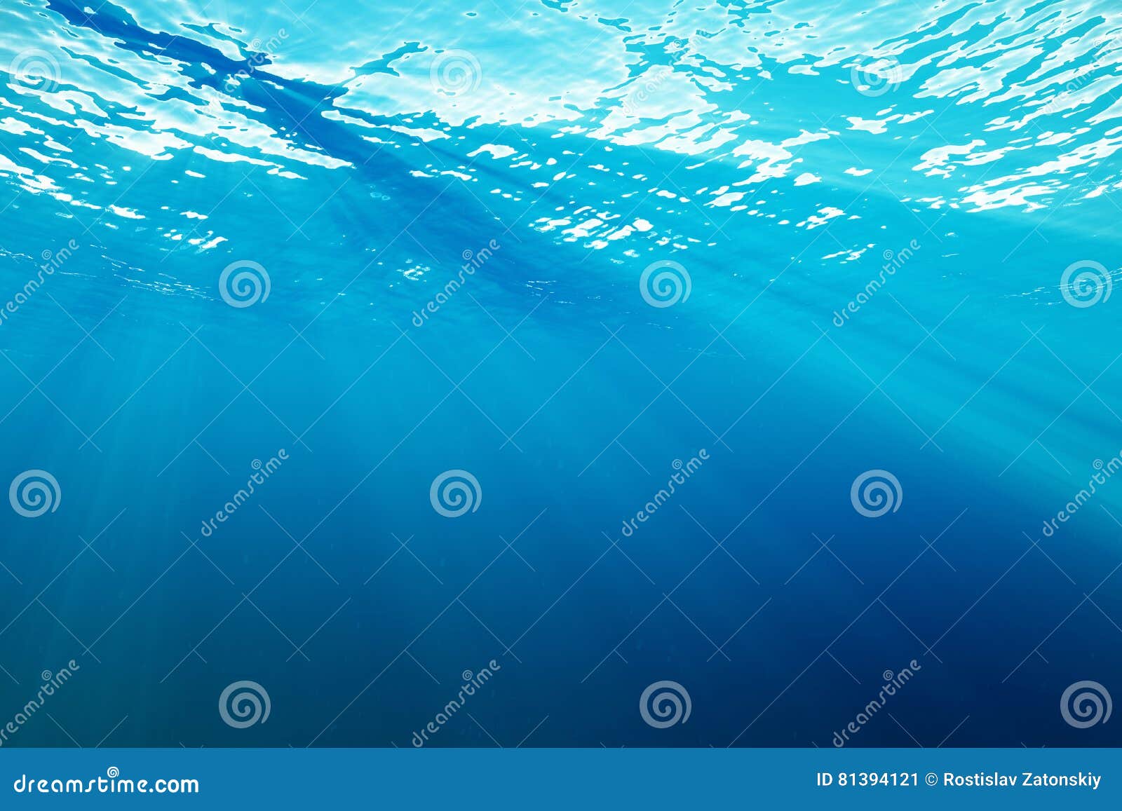 3d Rendering Surface Underwater Blue Background in Sea Stock ...