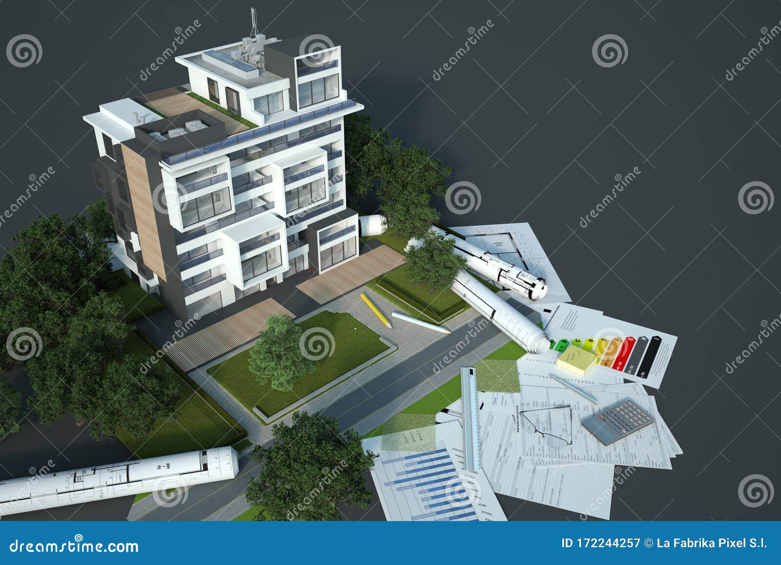 Sustainable Building Mock Up Stock Illustration - Illustration of ...