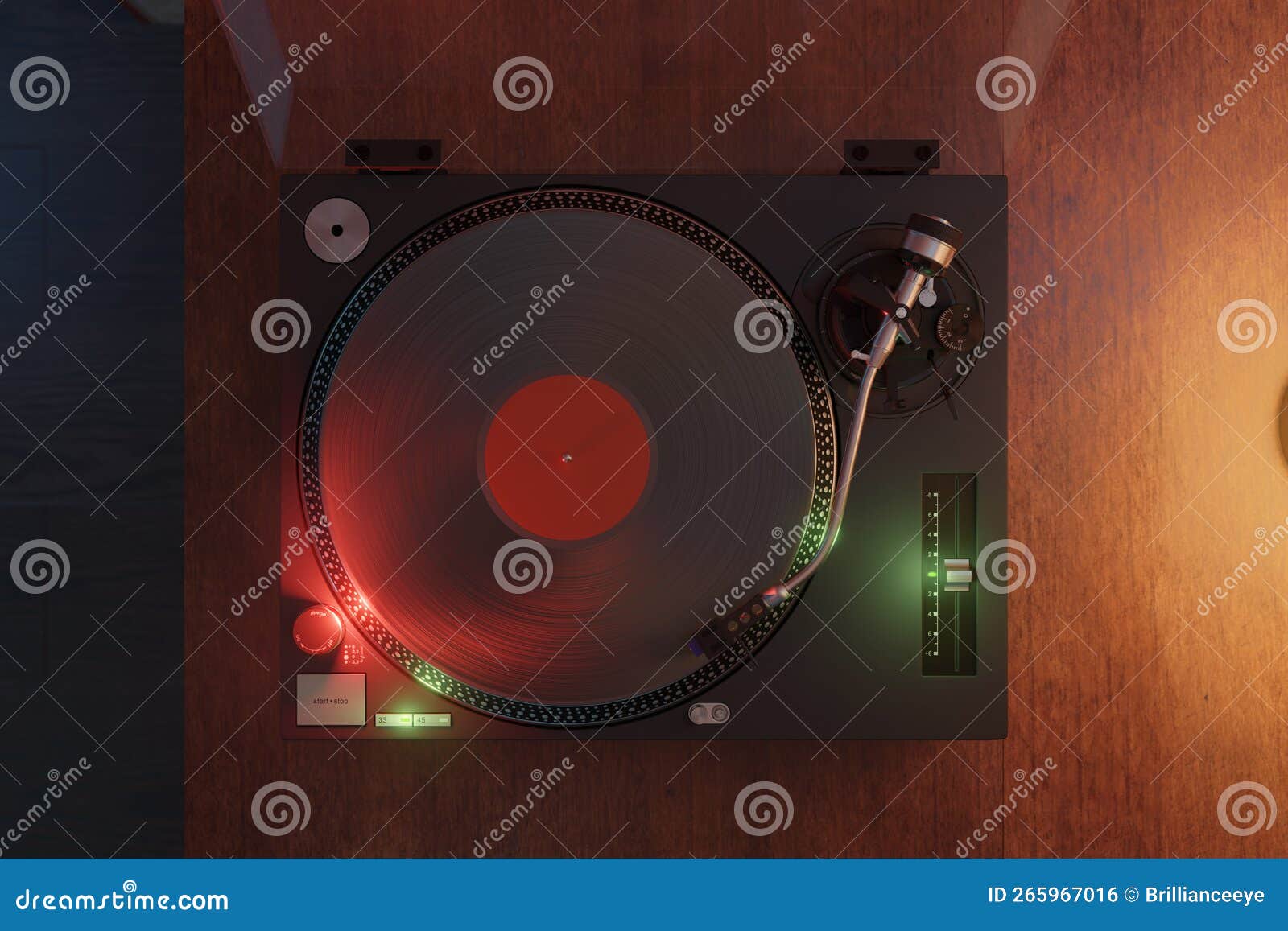 3D Rendering of a Switched on Retro Turntable from a Top View Stock ...