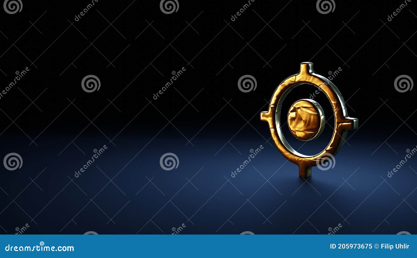 3d Rendering Symbol of Gps Fixed Indicator Wrapped in Gold Foil on Dark ...
