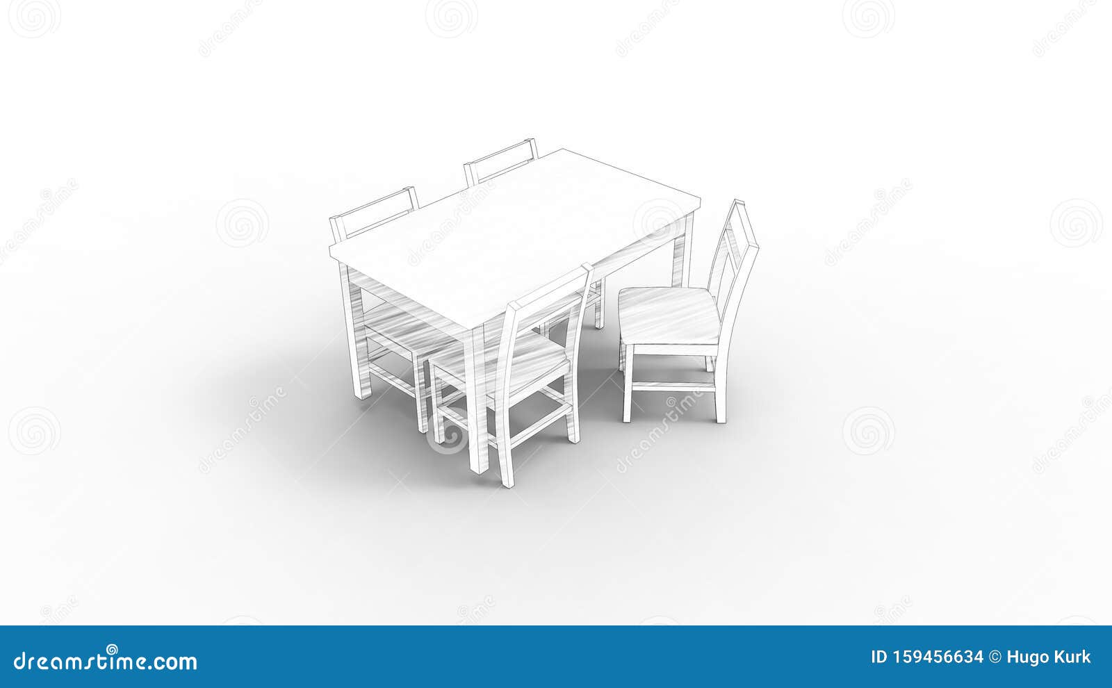 3d Rendering of a White Table and Chairs Isolated in White Studio ...