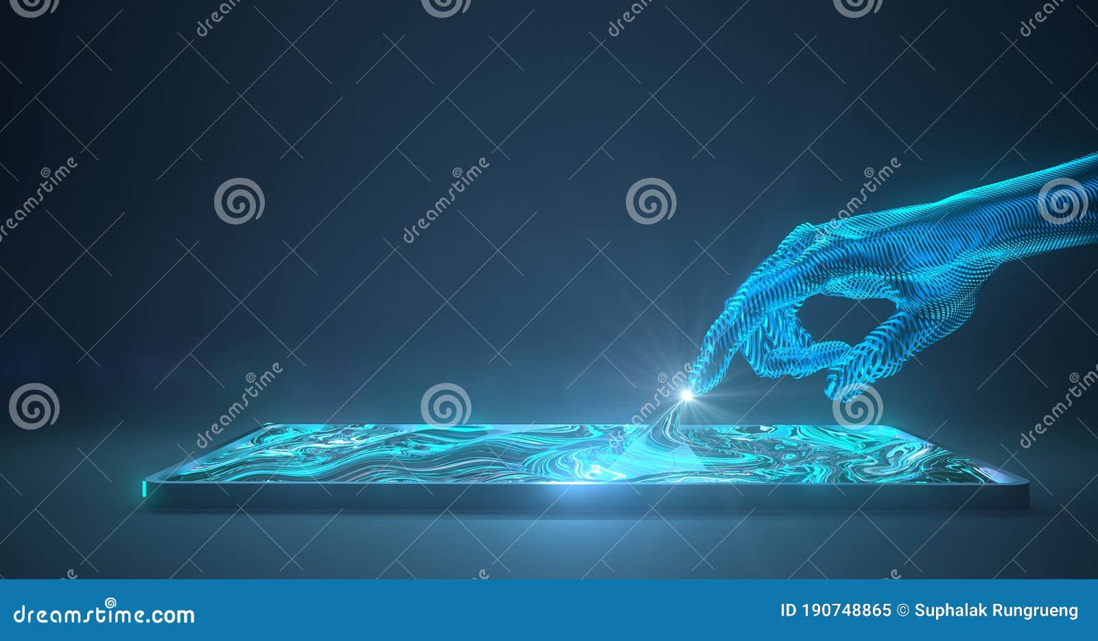 3d Rendering of Tablet and Hand Touch Screen Stock Illustration ...