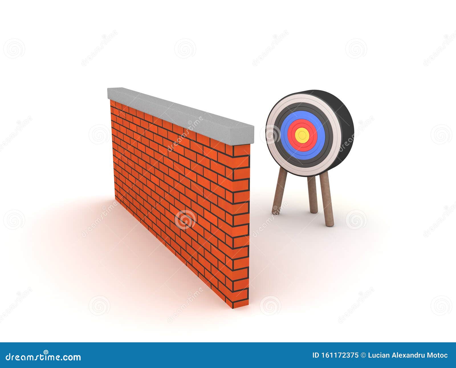 3D Rendering of a Target Behind a Brick Wall Stock Illustration ...