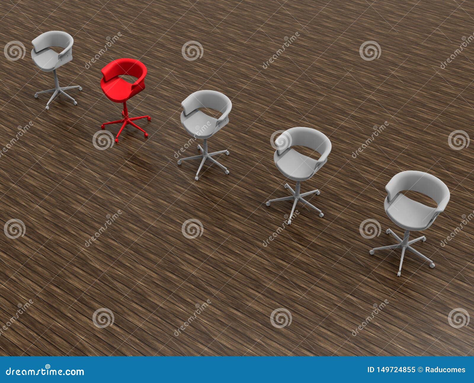 3D Rendering - Target Place in Chair Linear Array Stock Illustration ...