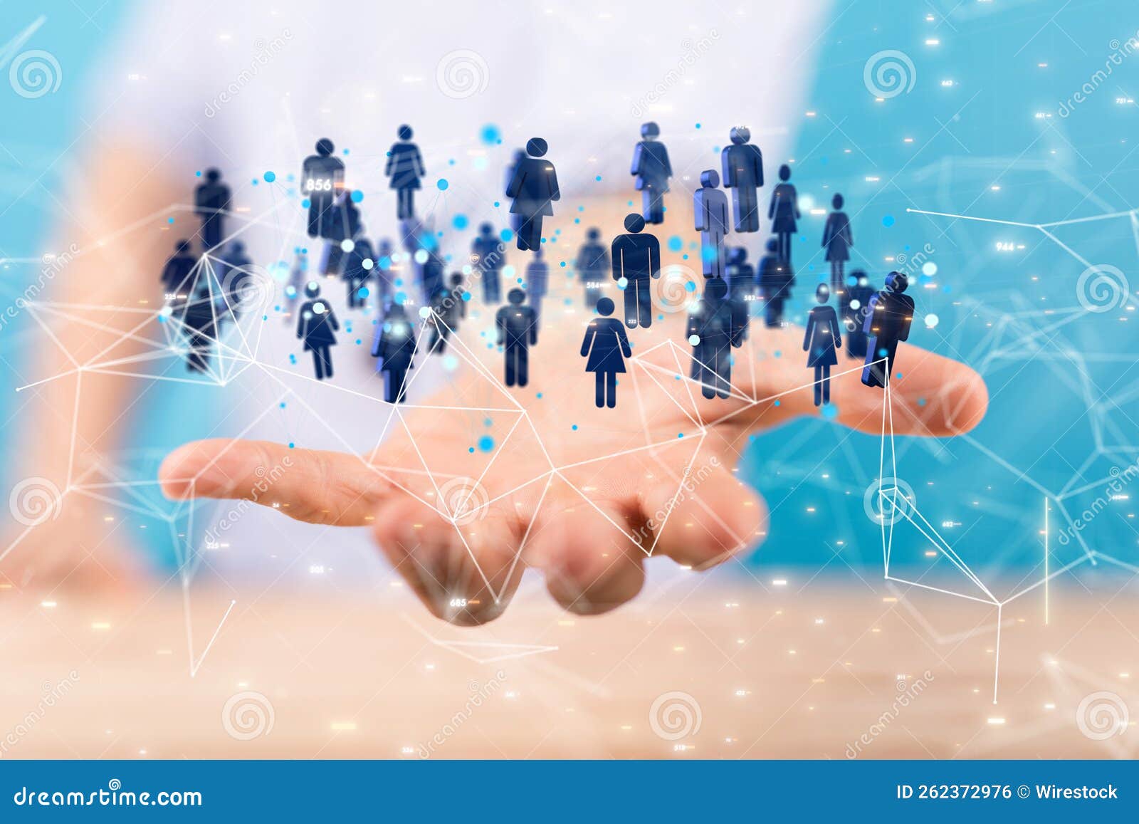 3d Rendering of a Team Connection and Social Network Symbol on a Blurry ...