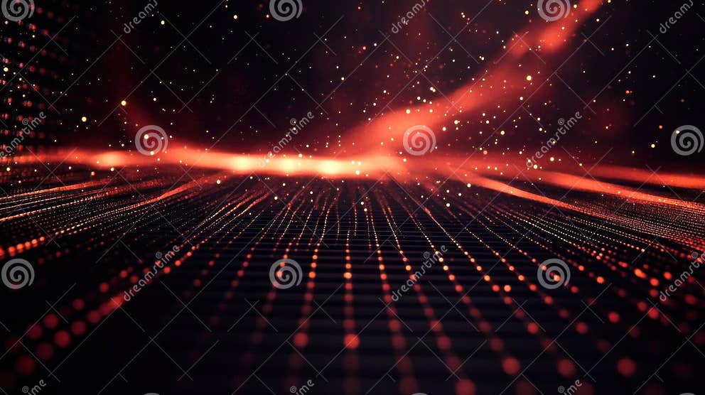 3d Rendering of Technology Abstract Background with Glowing Particles ...