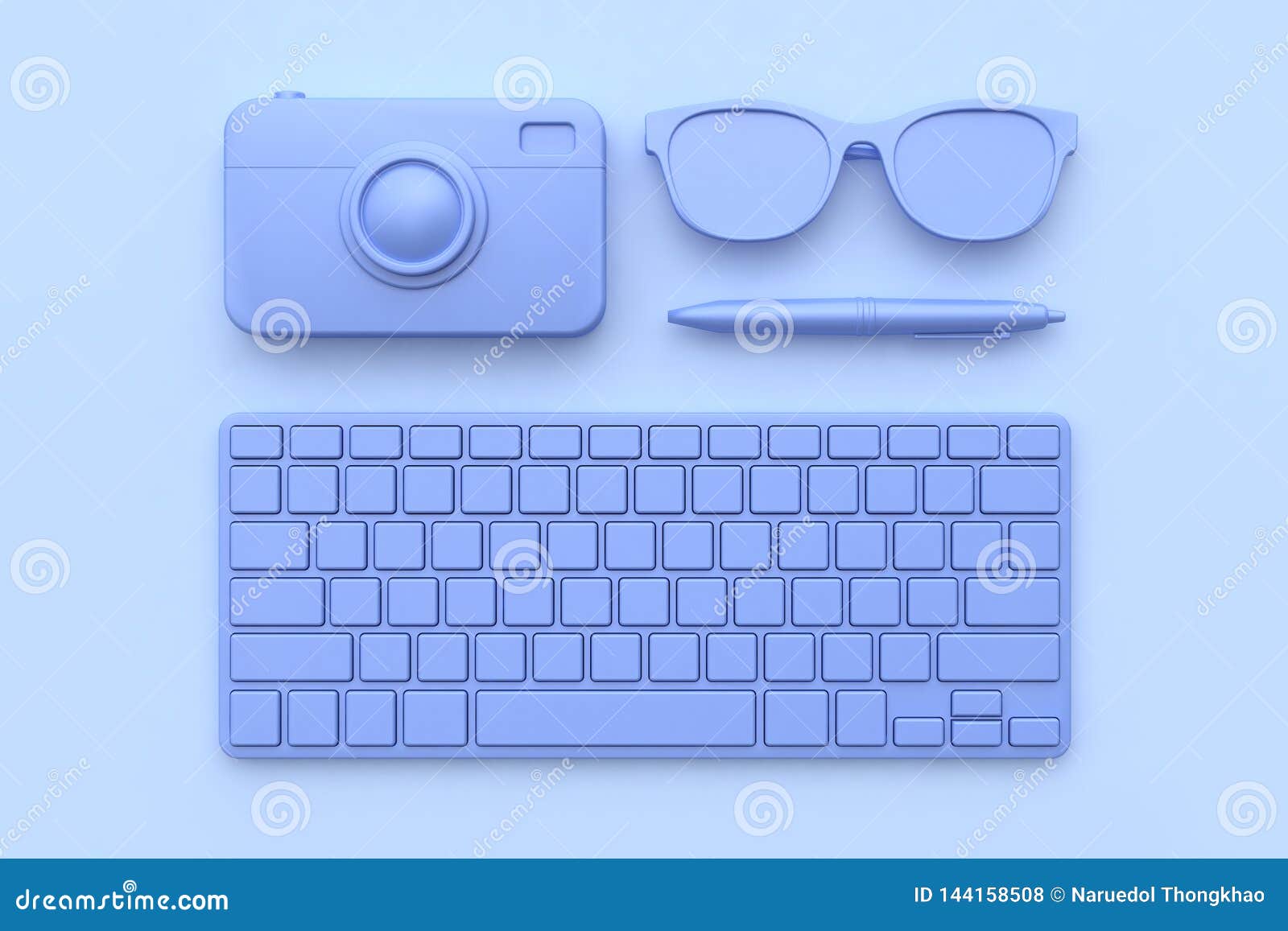 3d Render Technology Concept Keyboard Camera Pen Glasses Purple-violet ...