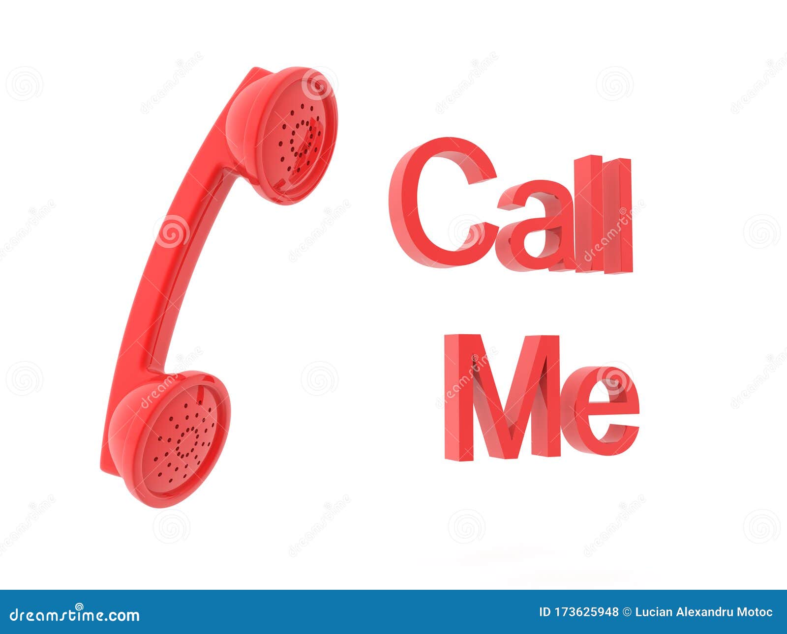 3D Rendering of Telephone Handset and Text Saying Call Me Stock ...