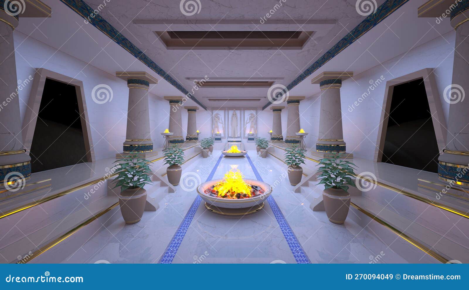 3D rendering of the temple stock illustration. Illustration of corridor ...