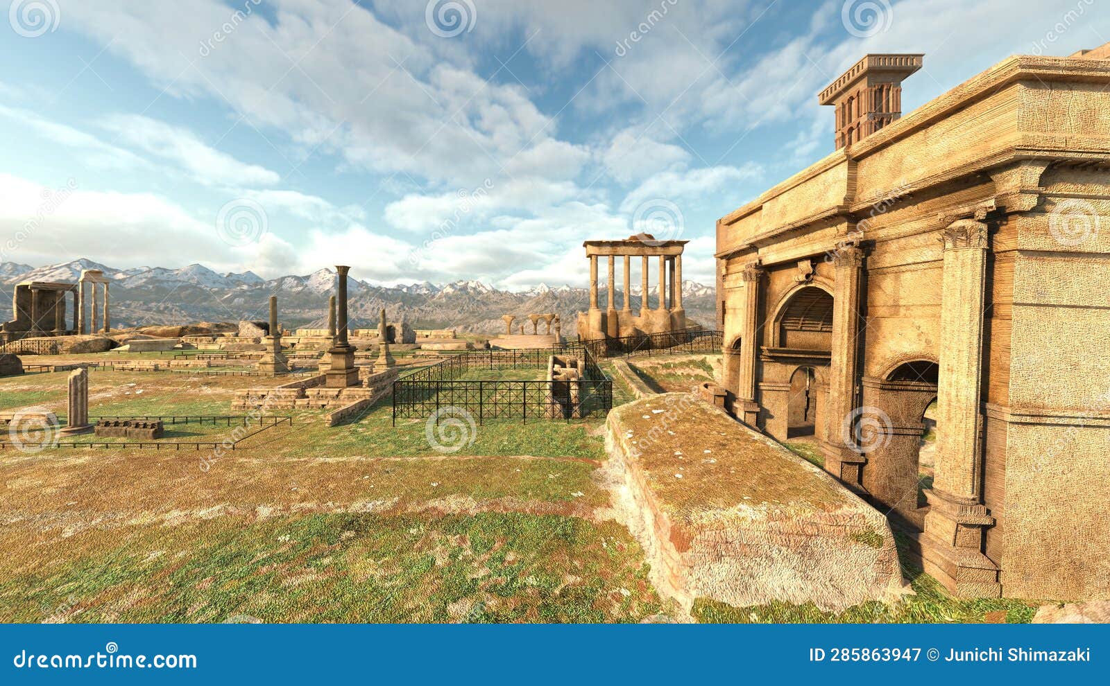 3D Rendering of the Temple Ruins at the Summit Stock Illustration - Illustration of ancient ...