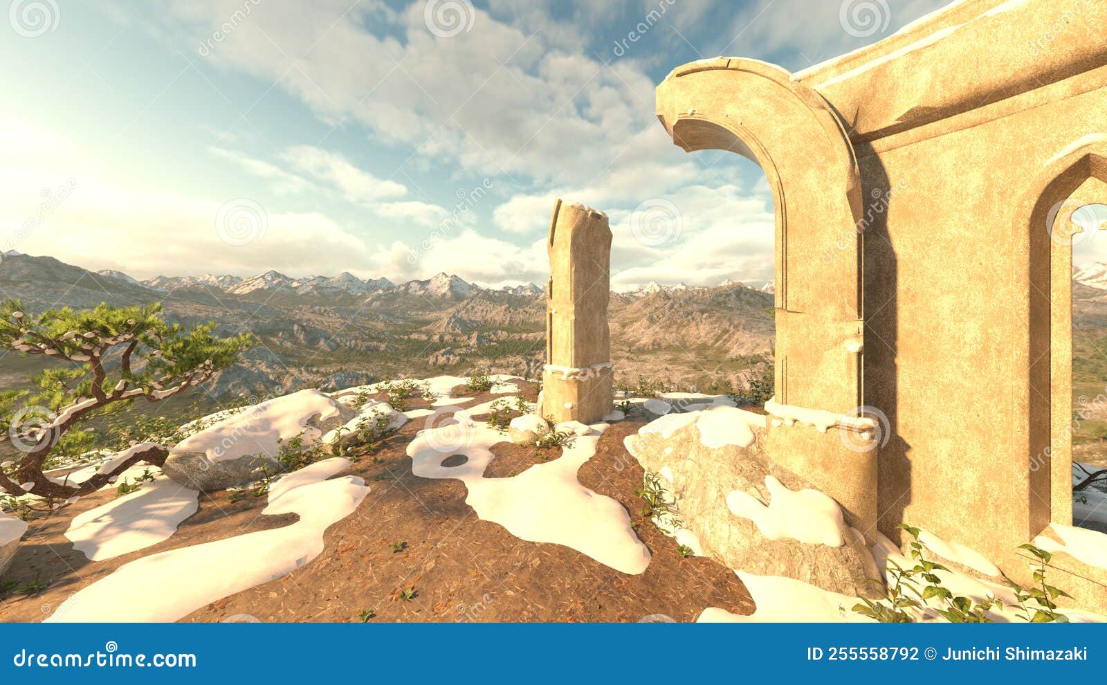 3D Rendering of the Temple at the Summit Stock Illustration ...