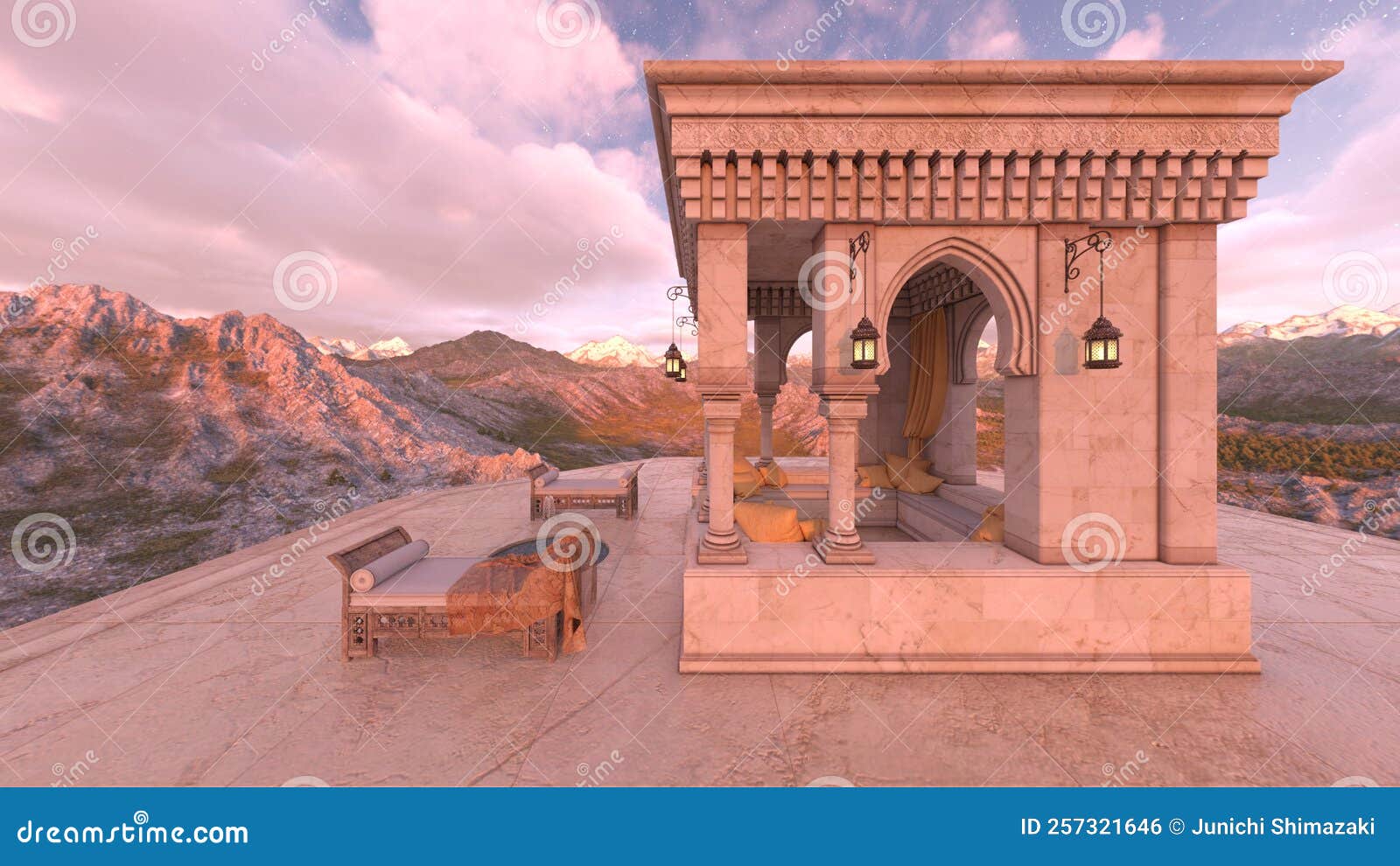 3D Rendering of the Temple at the Summit Stock Illustration ...