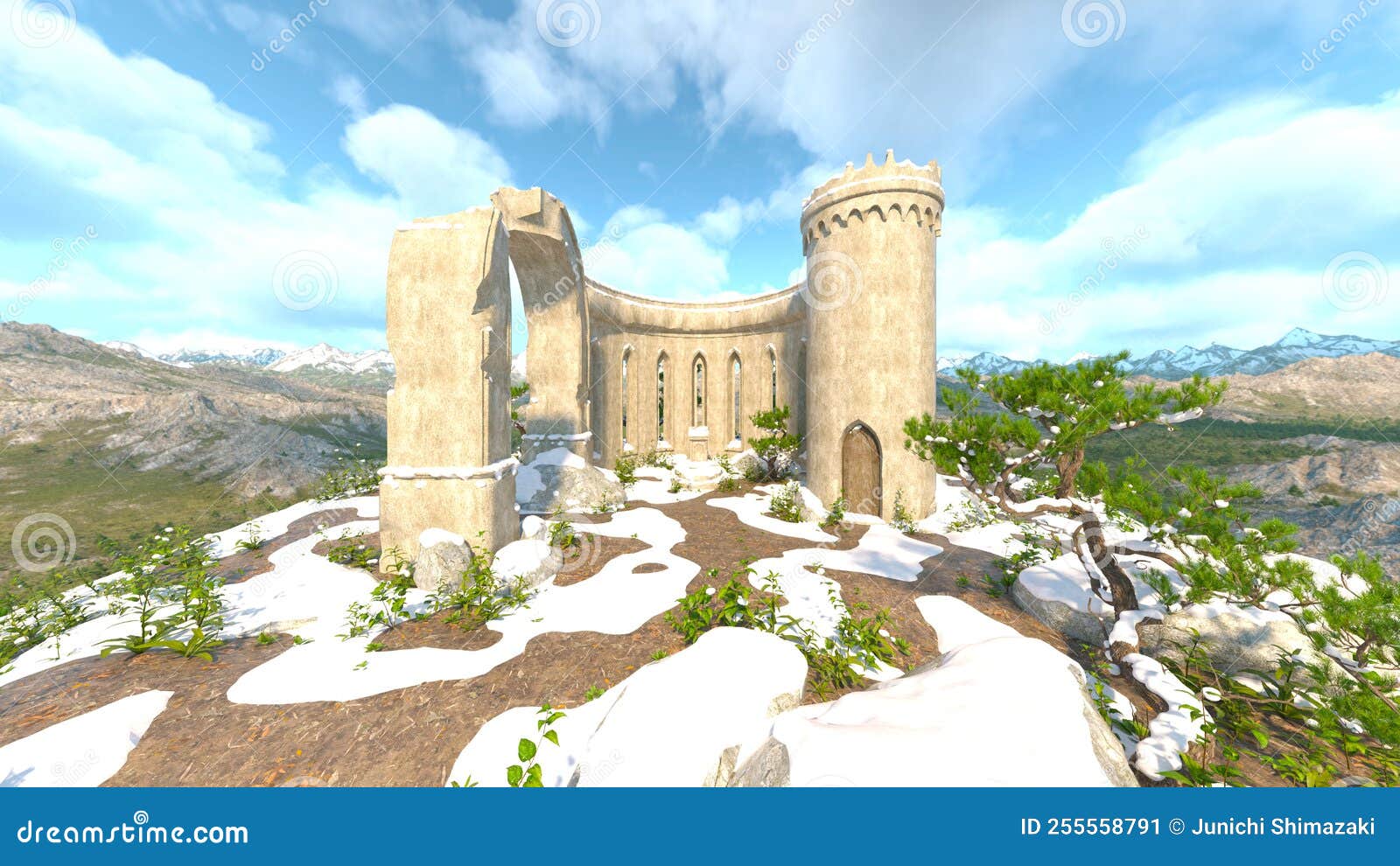 3D Rendering of the Temple at the Summit Stock Illustration ...