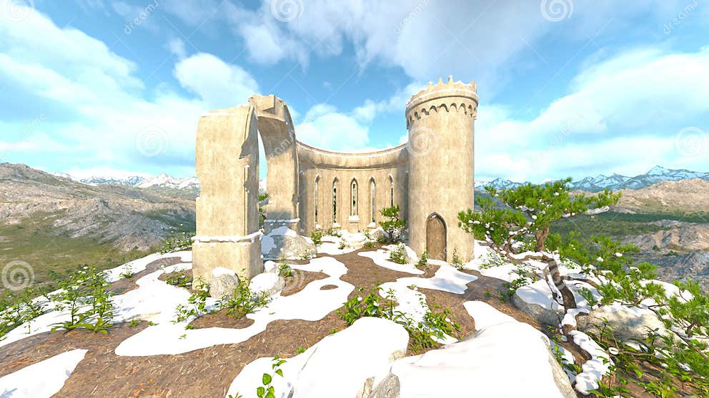 3D Rendering of the Temple at the Summit Stock Illustration ...