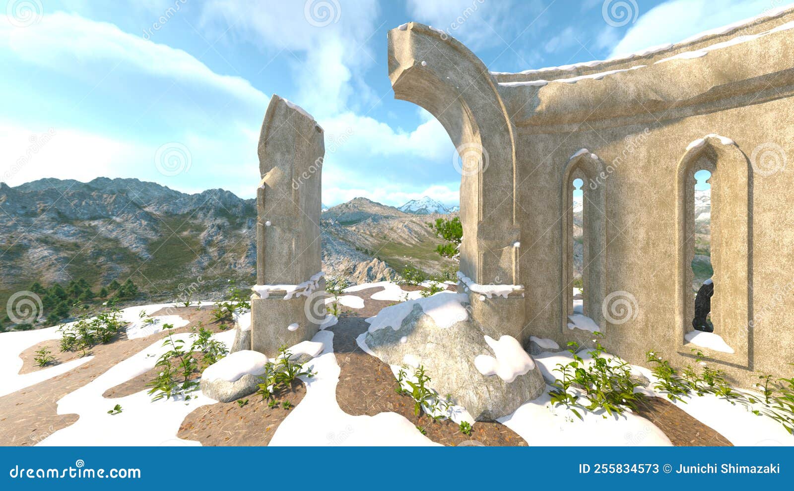 3D Rendering of the Temple at the Summit Stock Illustration ...
