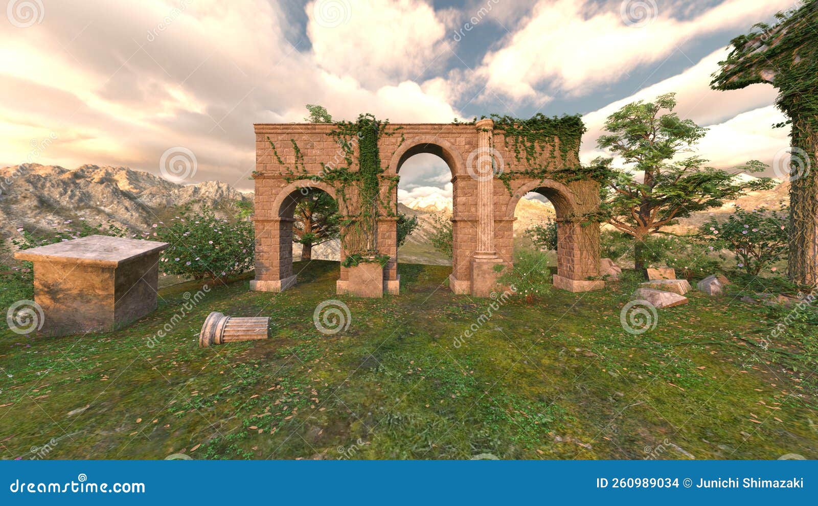 3D Rendering of the Temple at the Summit Stock Illustration ...