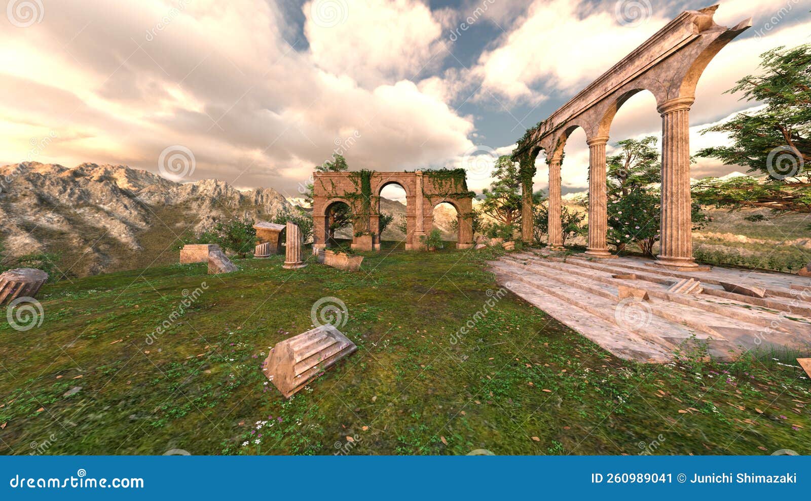 3D Rendering of the Temple at the Summit Stock Illustration ...