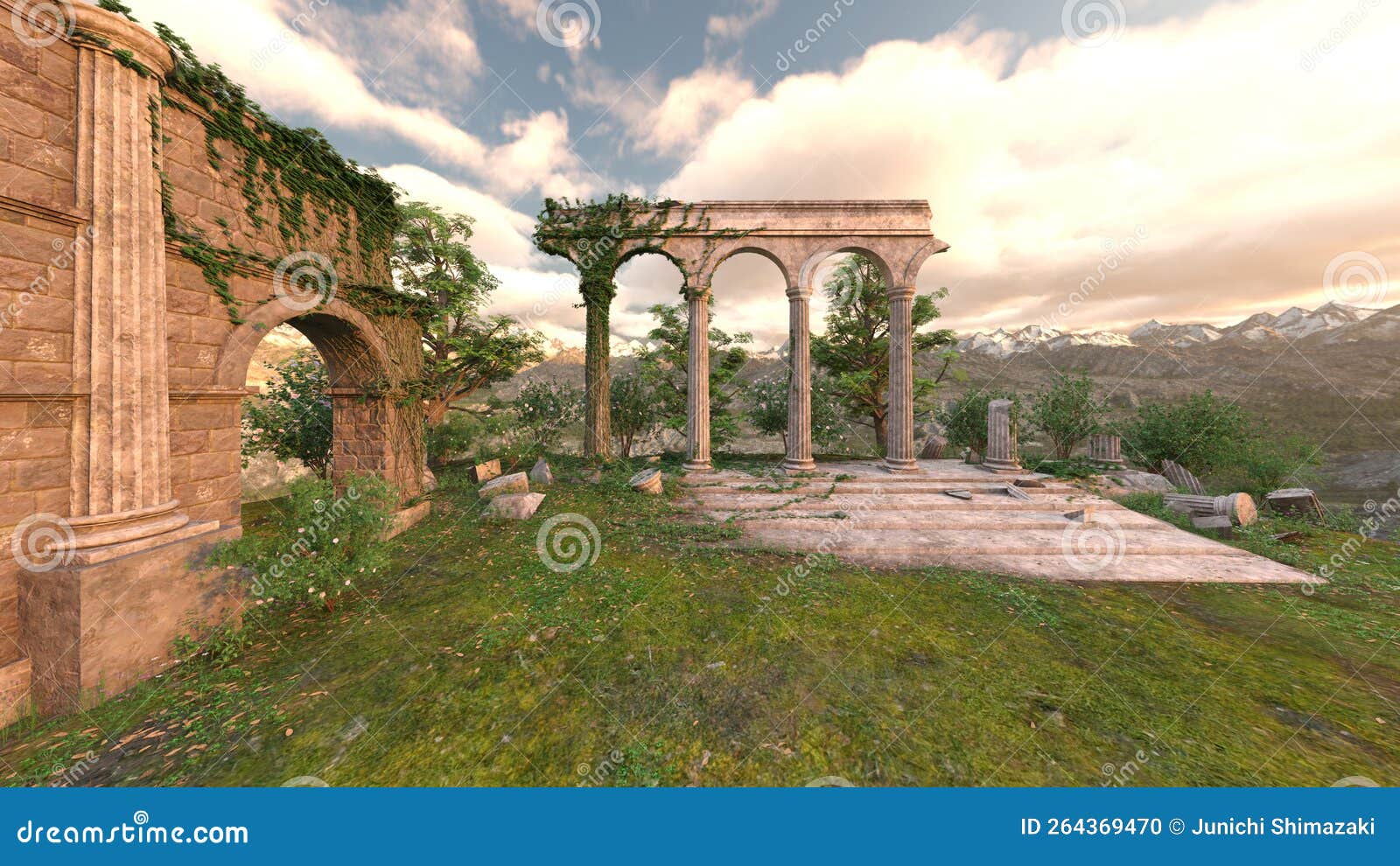 3D Rendering of the Temple at the Summit Stock Illustration ...
