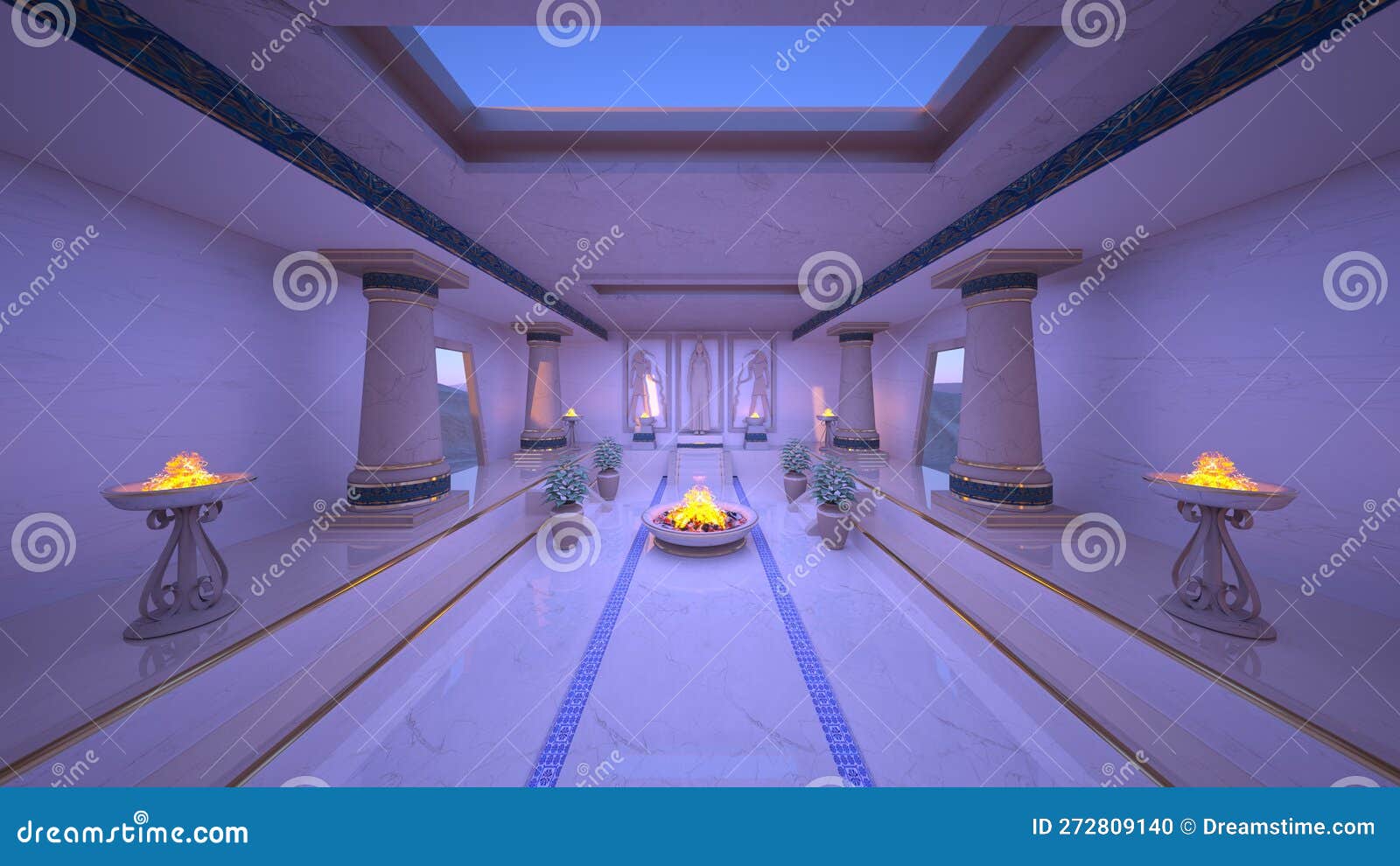 3D Rendering of the Temple with Waterways Stock Illustration ...