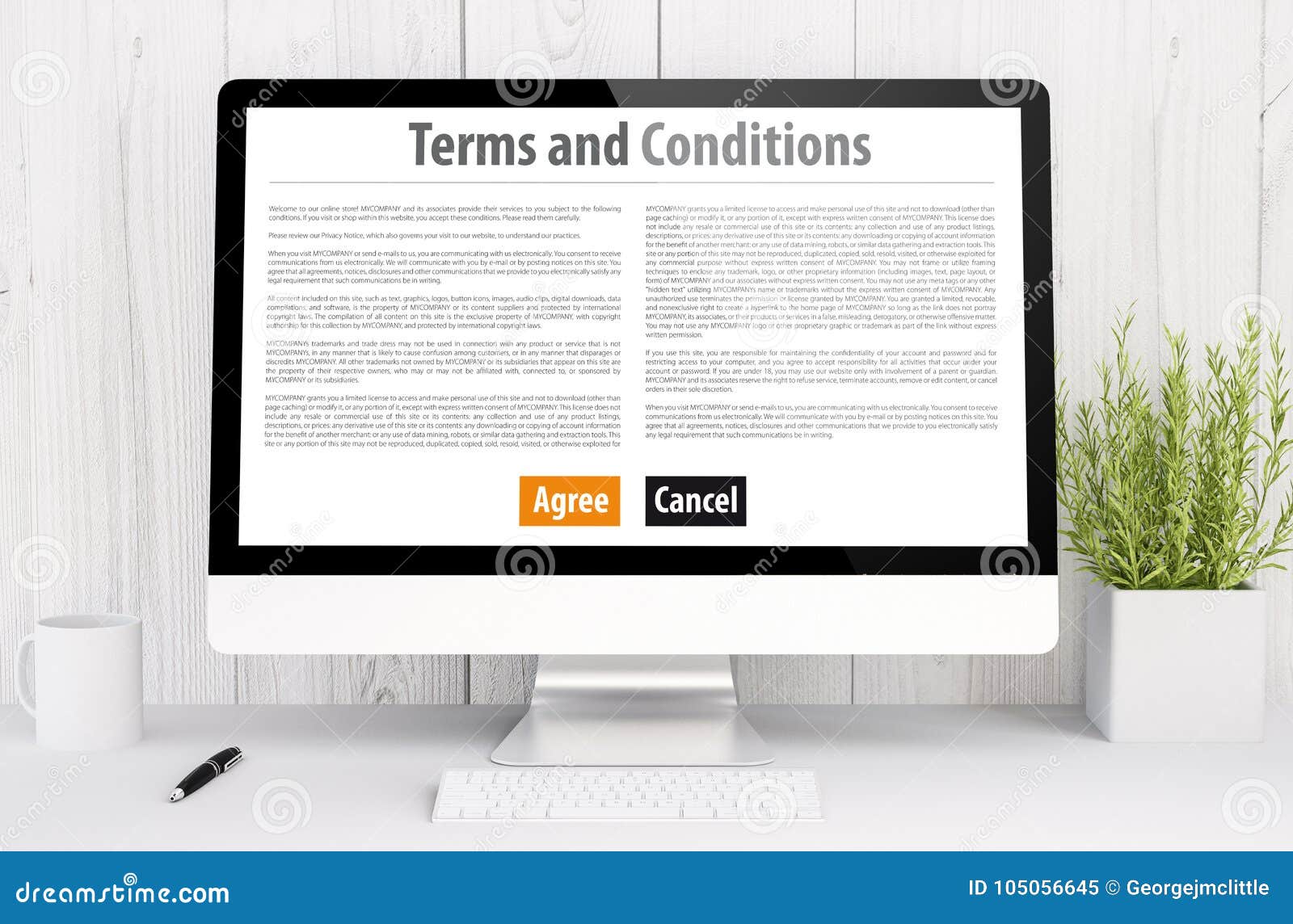 White Workspace with Computer Terms and Conditions Stock Illustration ...