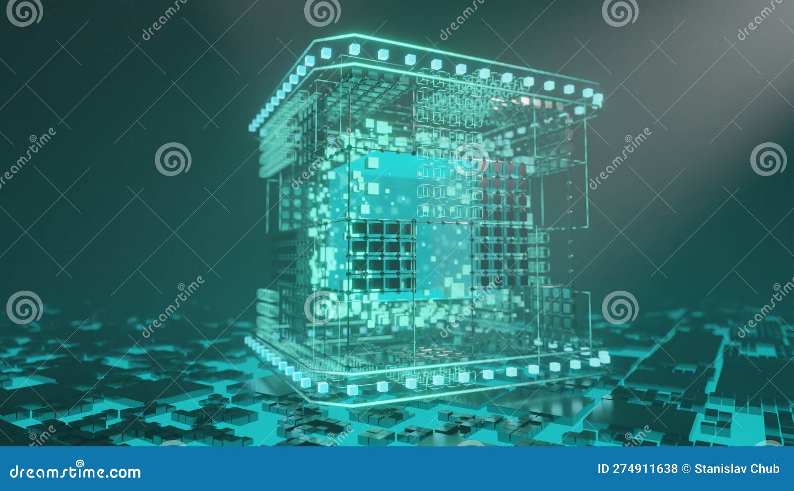 3d Rendering Of The Tesseract Quantum Computing Installation The Qubit Generator The