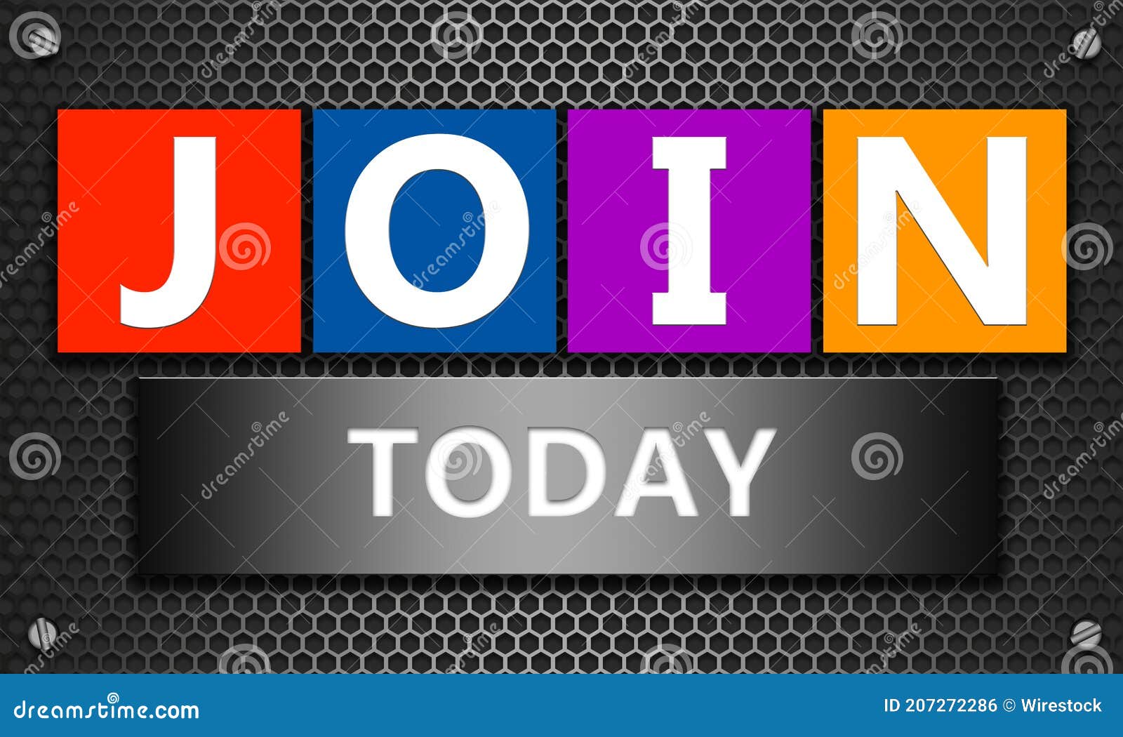 3D Rendering of a Text Join Today on Mesh Hexagon Background Stock ...