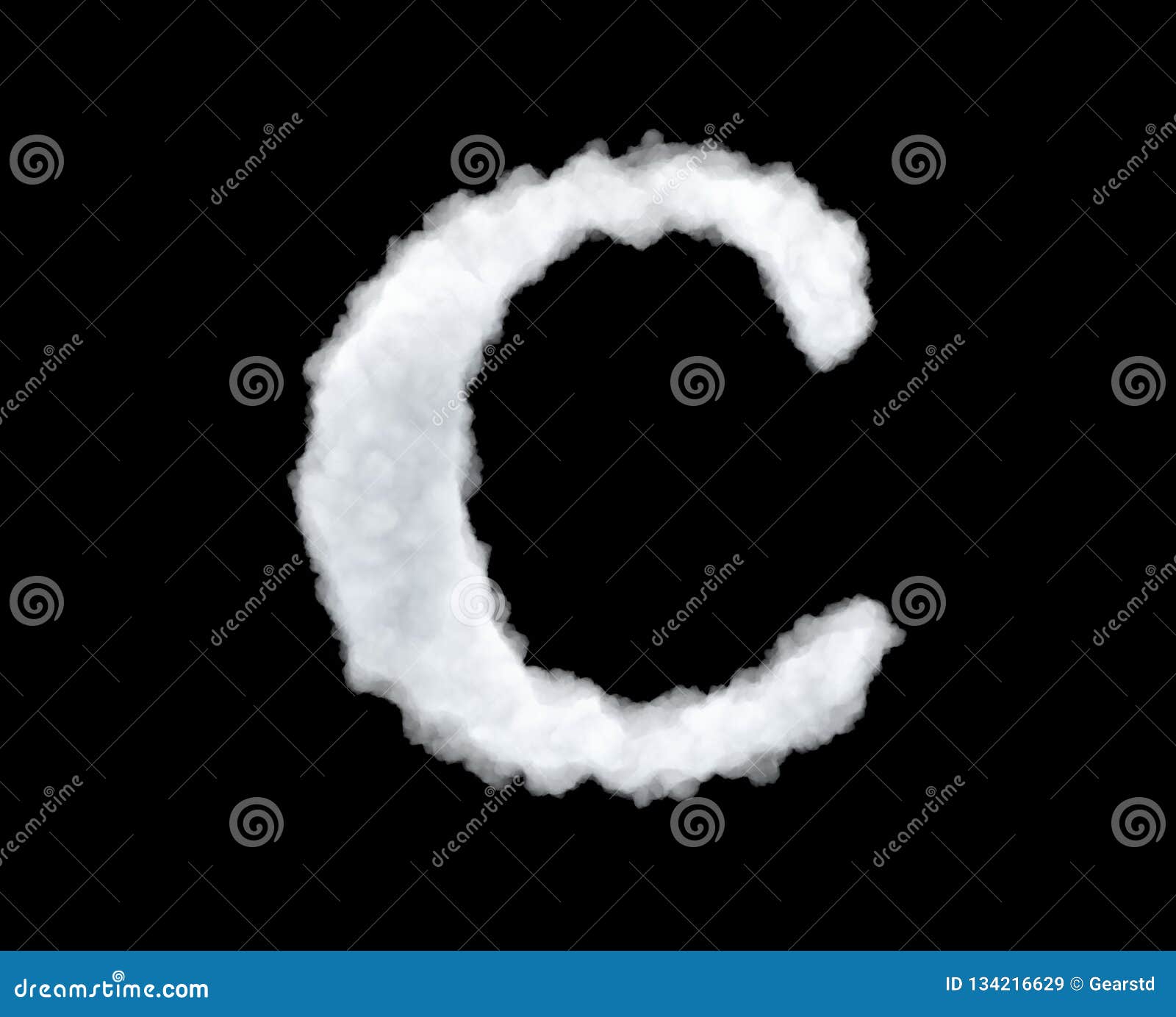 3d Rendering of Thick White Cloud `C` Letter on Black Background Stock ...