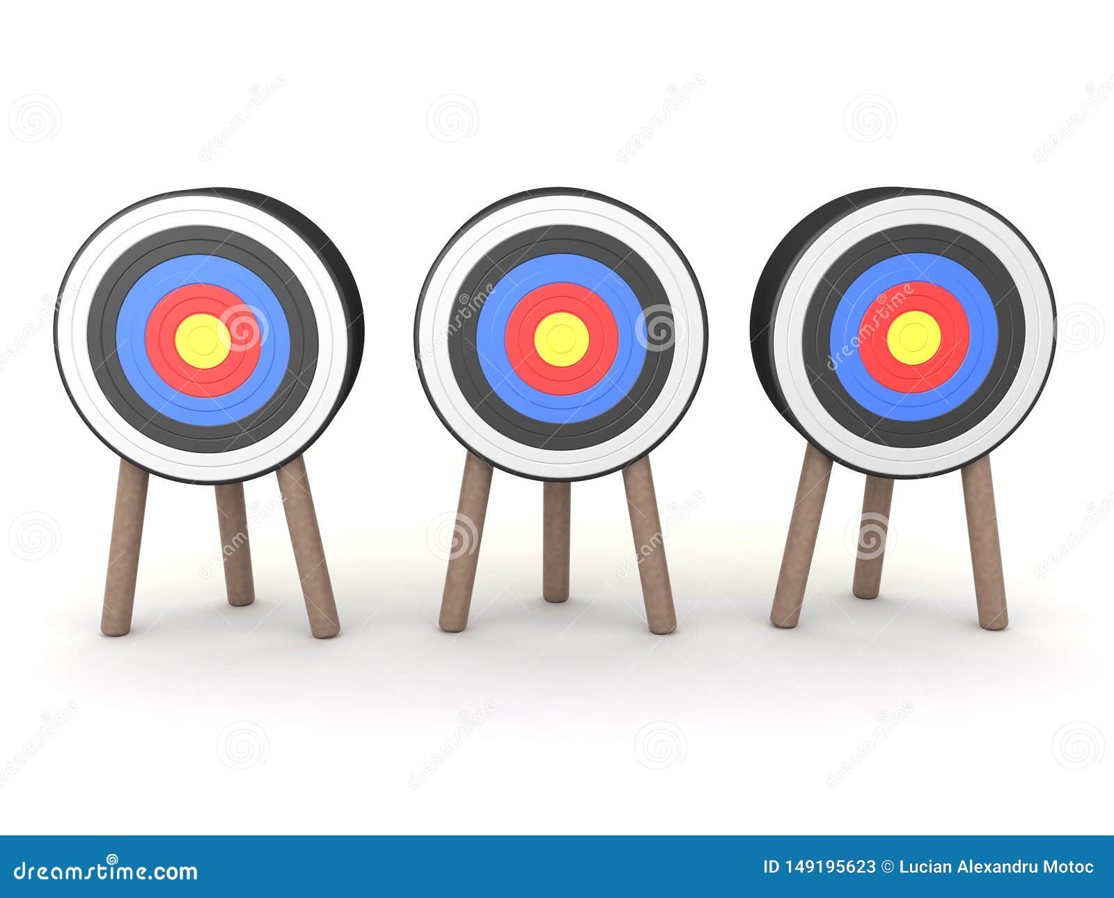 3D Rendering of Three Archery Targets Stock Illustration - Illustration ...