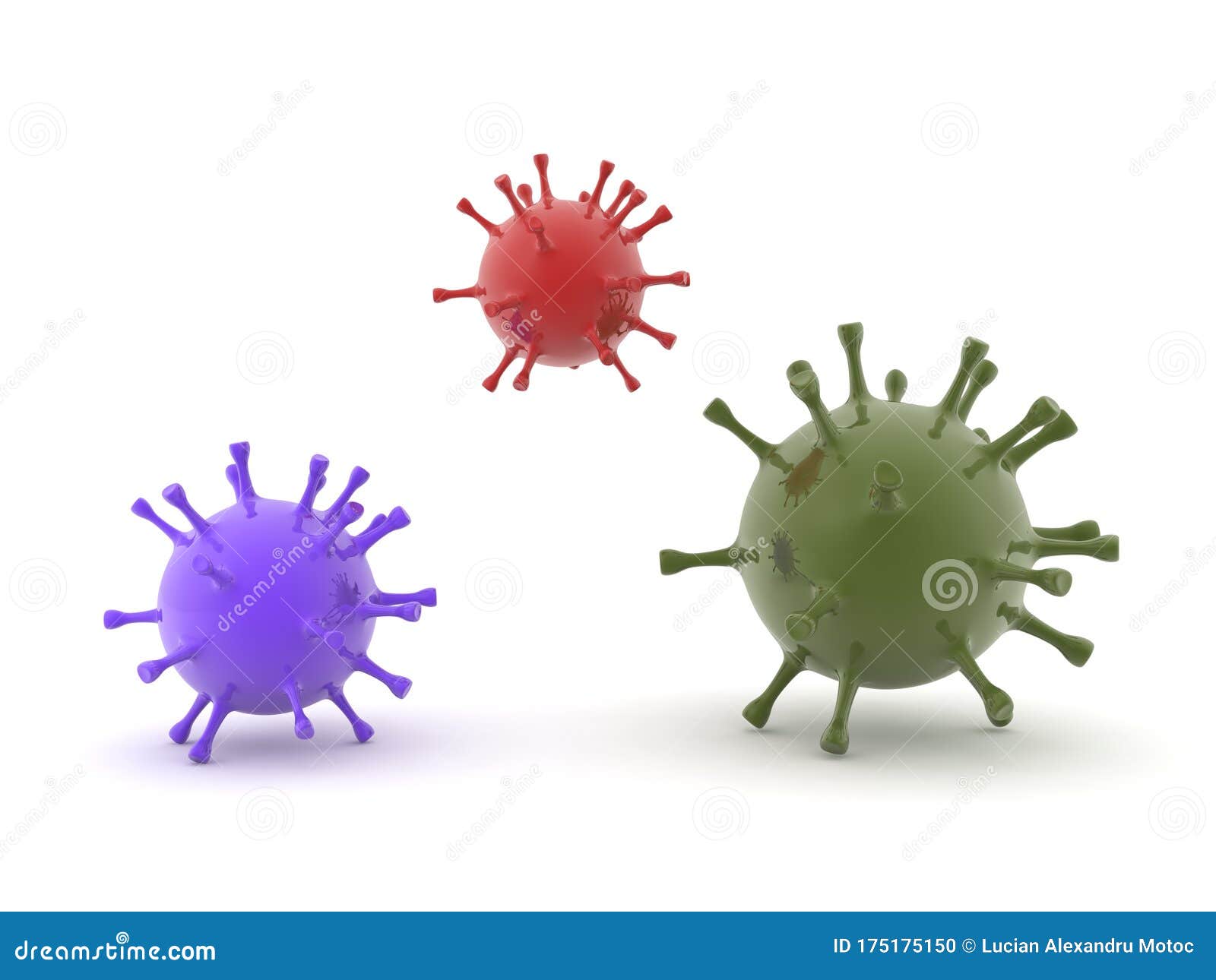 3D Rendering of Three Bacteria Germ Microbes Stock Illustration ...