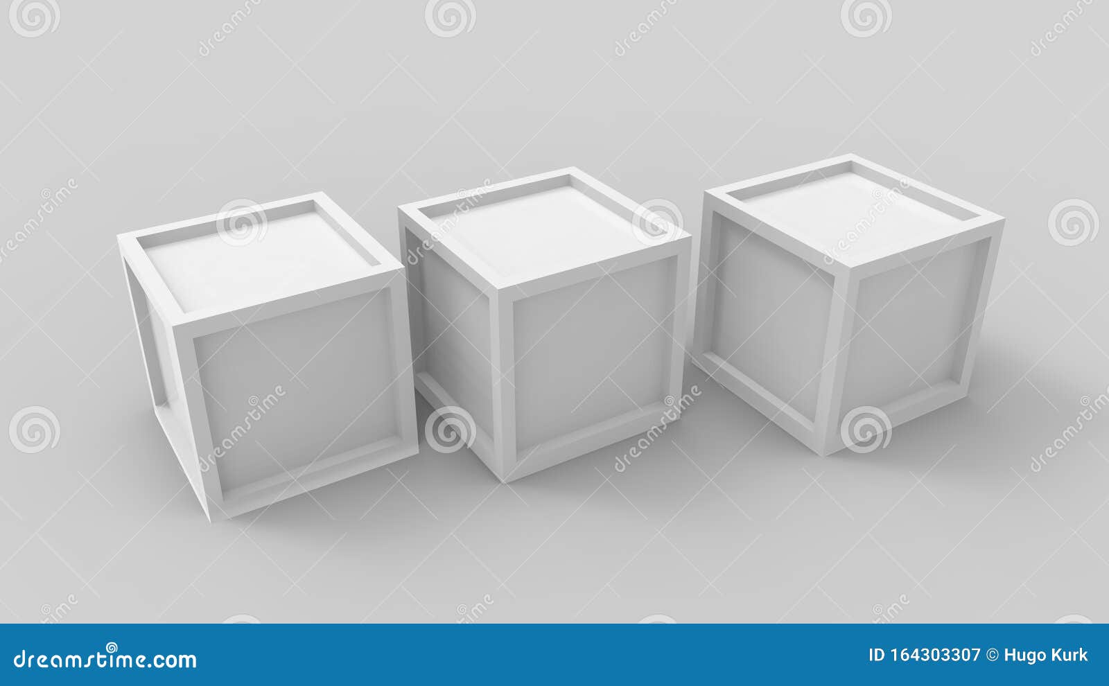 3d Rendering of Three Boxes Isolated in a Studio Background Stock ...